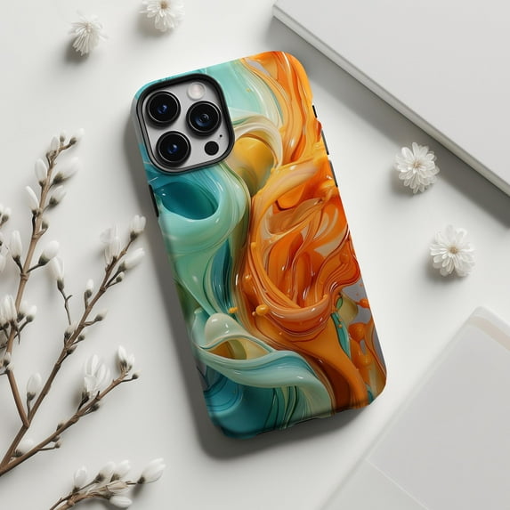 Colorful Liquid Flow Phone Case with Blue Orange Artistic Style 17 11 ...