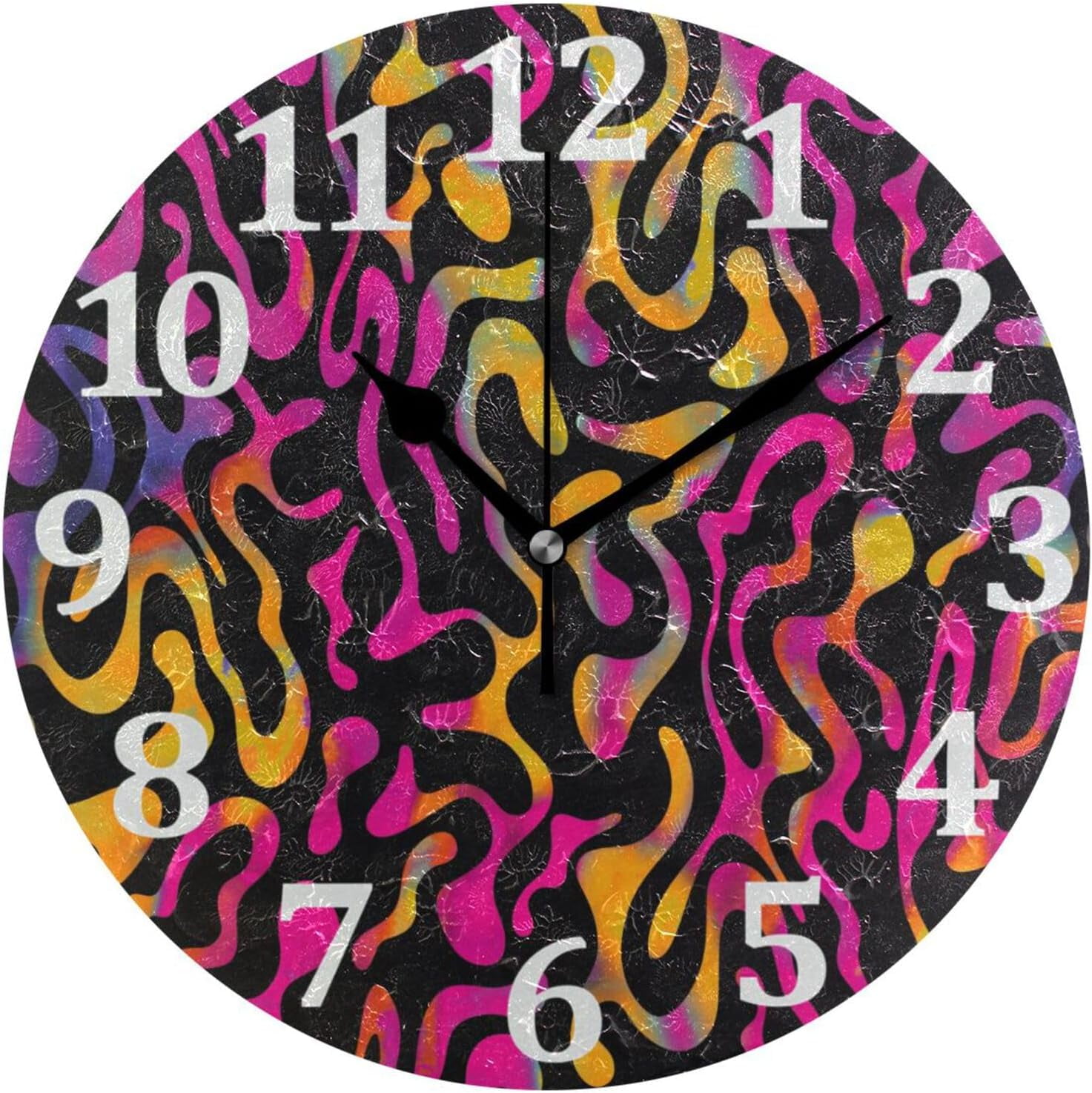 Colorful Liquid Wall Clock Round Vintage Silent Non Ticking Battery ...