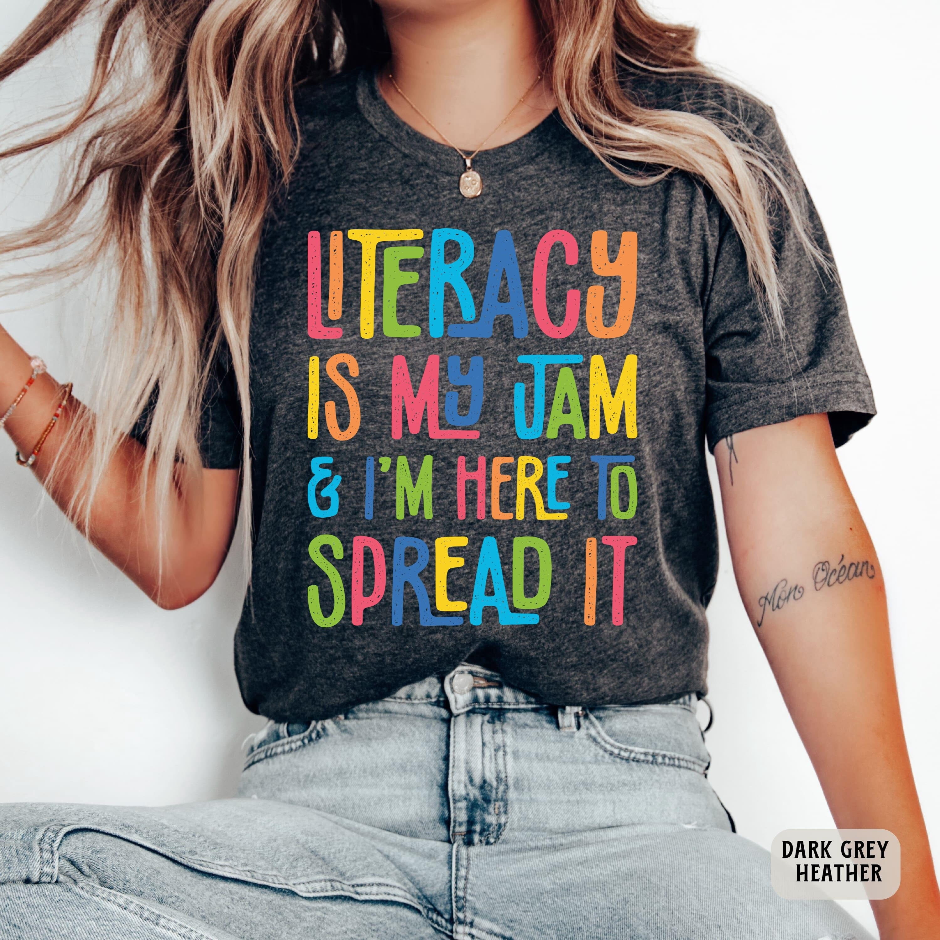 Colorful Literacy Teacher T-Shirt - Spread the Joy of Reading with ...
