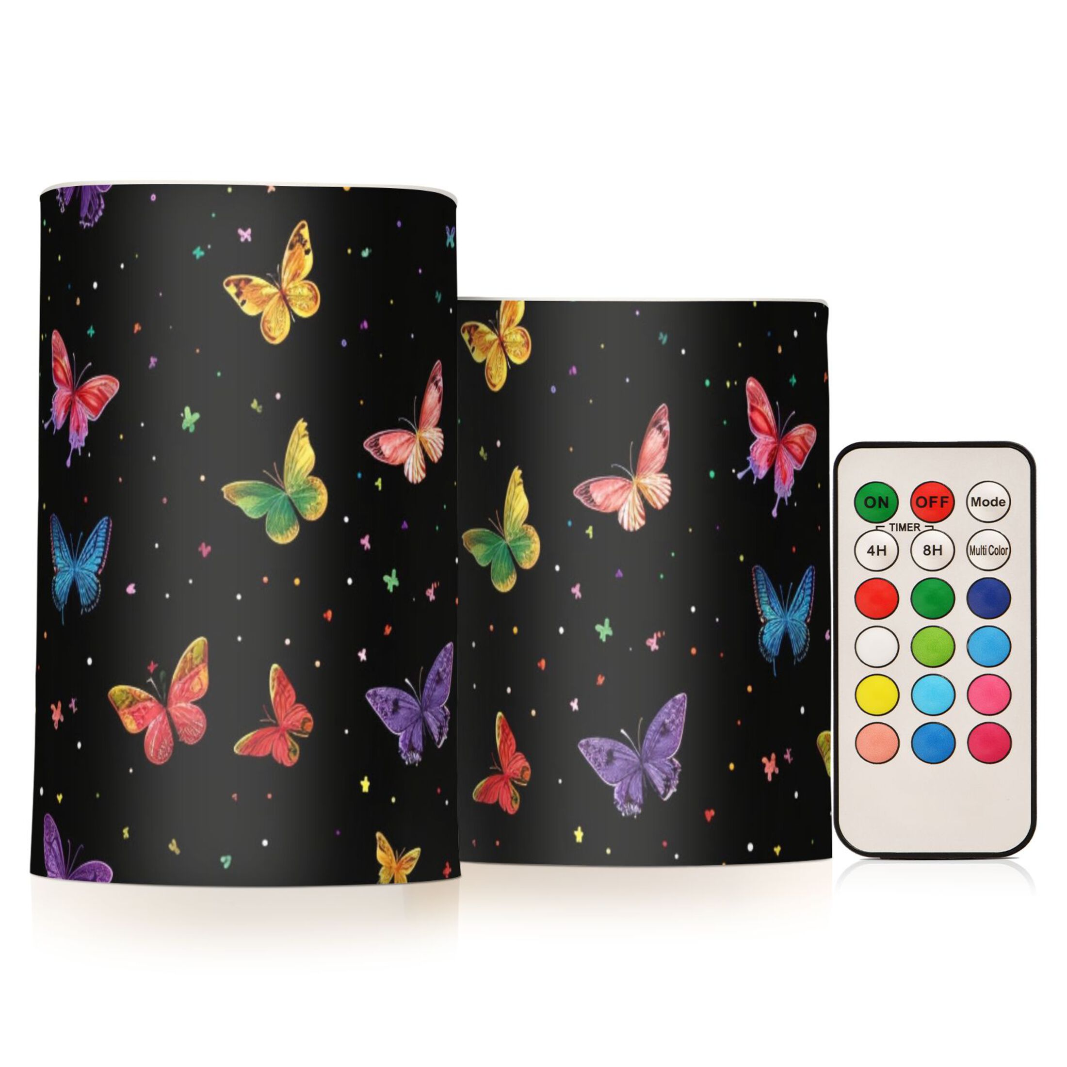 Colorful Little Butterflies Flameless Candles with Remote Timer LED ...
