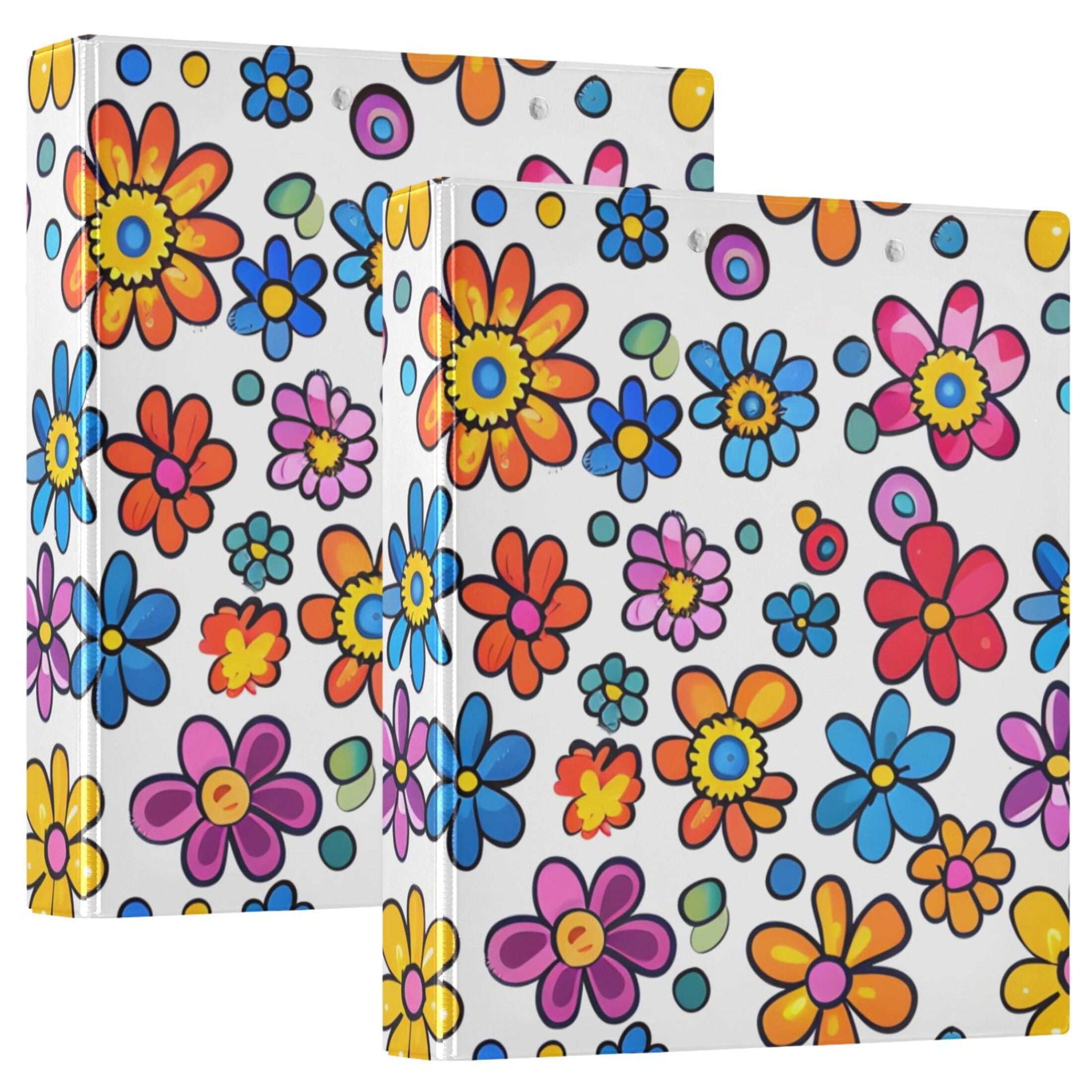 Colorful Little Flower 3 Ring Hardcover Binders 1.5" Round Rings for ...