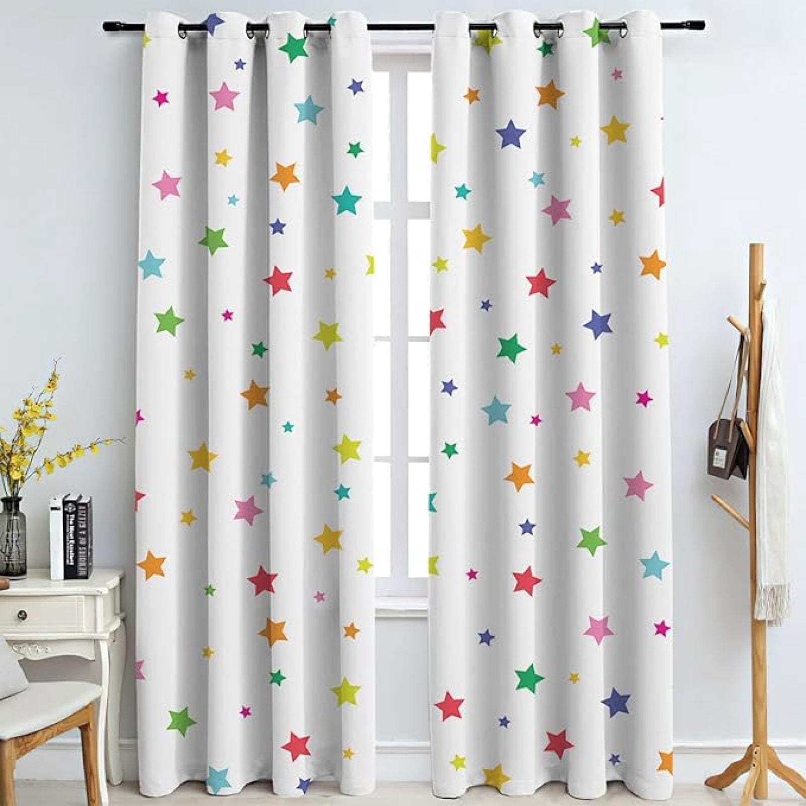 Colorful Little Stars Grommet Curtains, Cute Kids Room Decoration ...