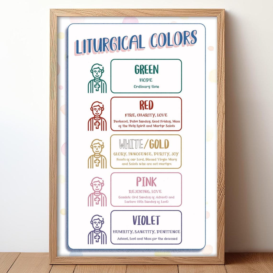 Colorful Liturgical Colors Infographic, Catholic Kids' Print #2986 ...
