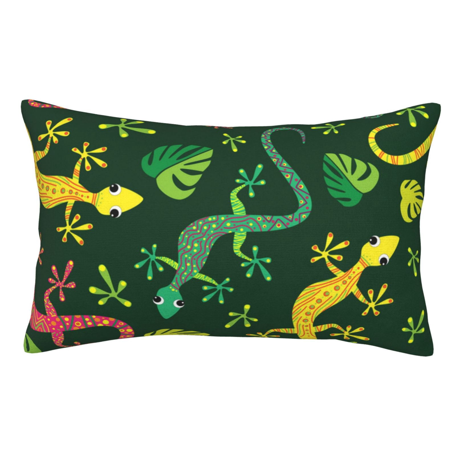 Colorful Lizard Gecko Native Pillowcase 14x20 Rectangle Throw Pillow ...