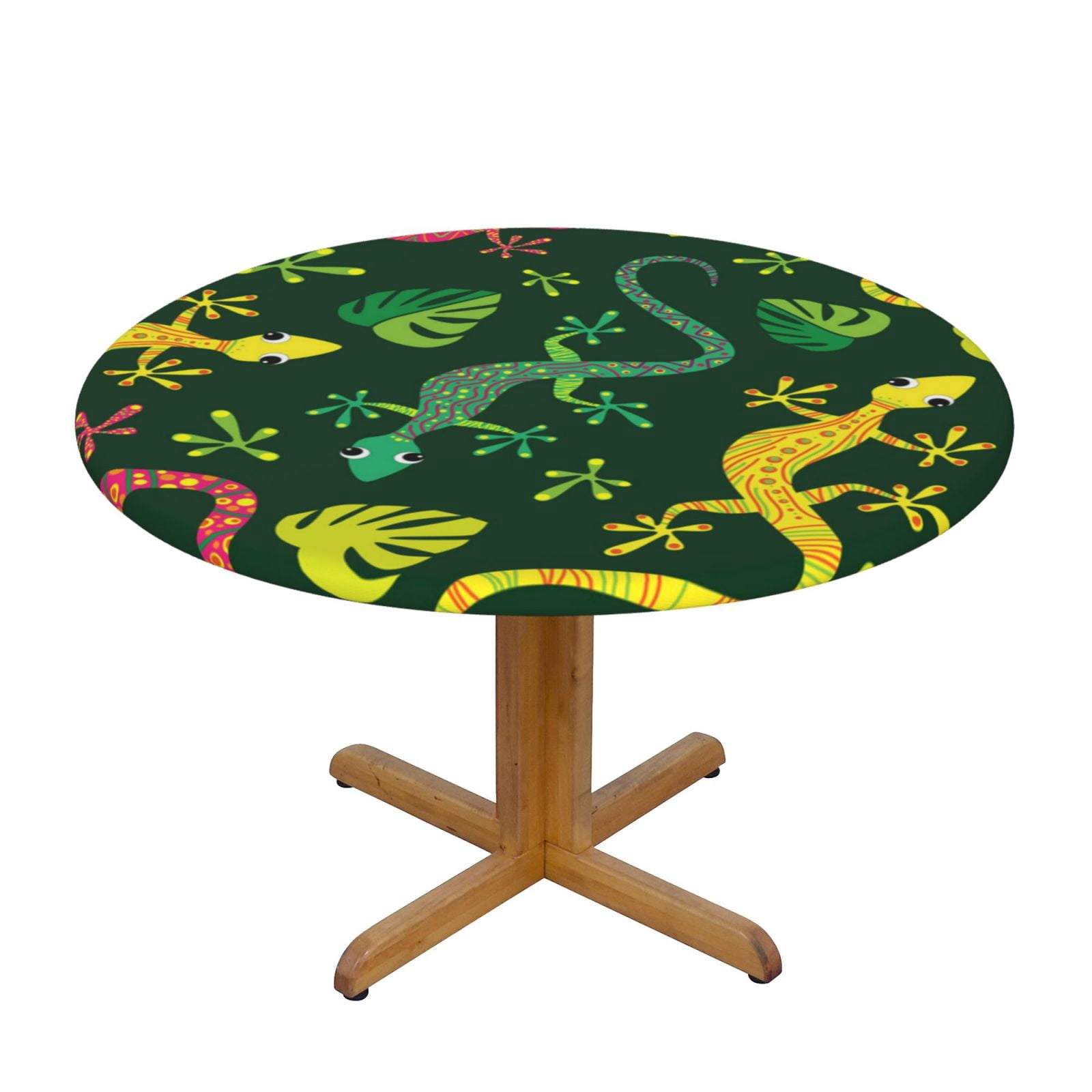 Colorful Lizard Gecko Native Round Fitted Tablecloth Elastic Edged ...