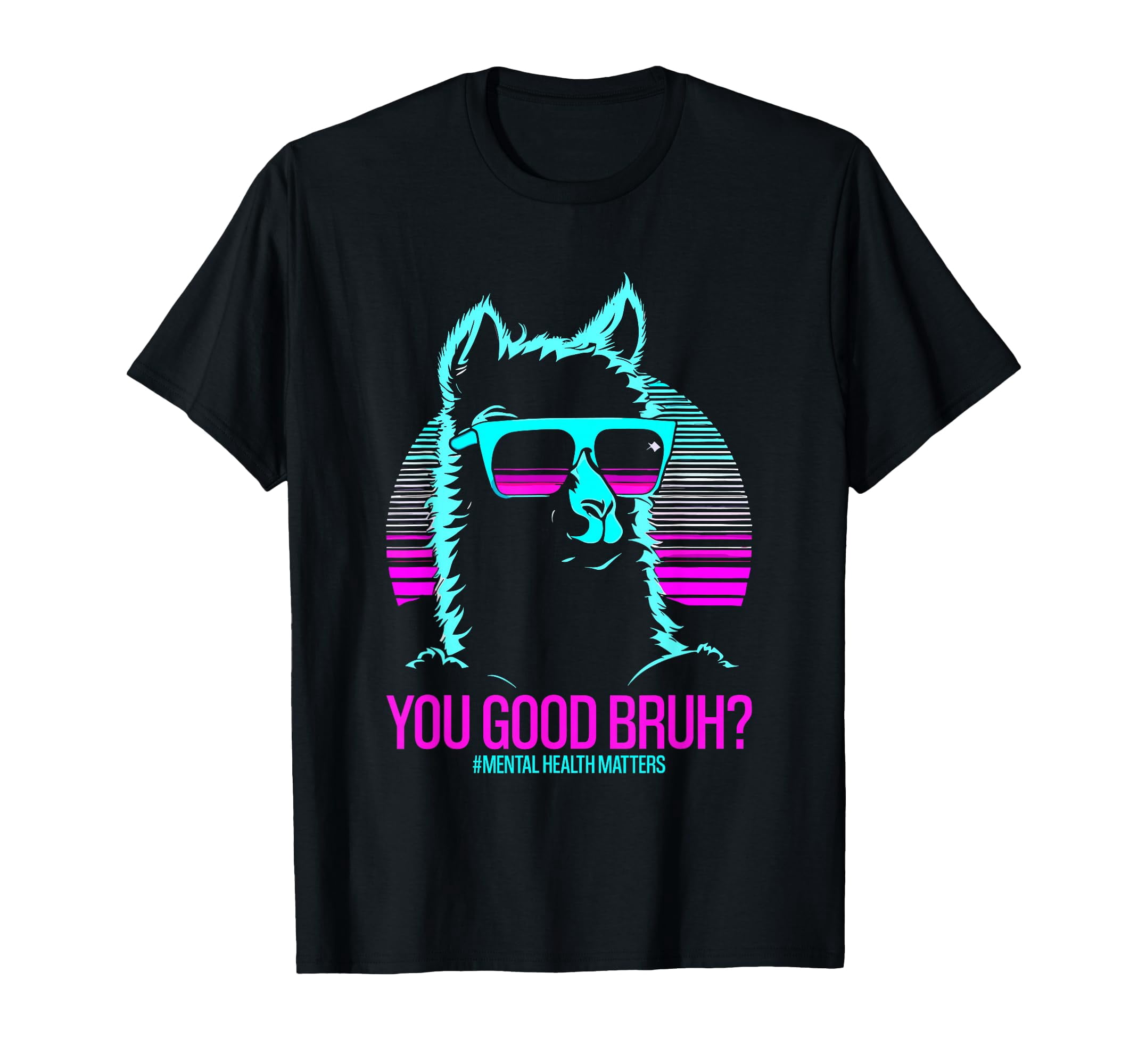 Colorful Llama Graphic T-Shirt for Mental Health Awareness and Support ...