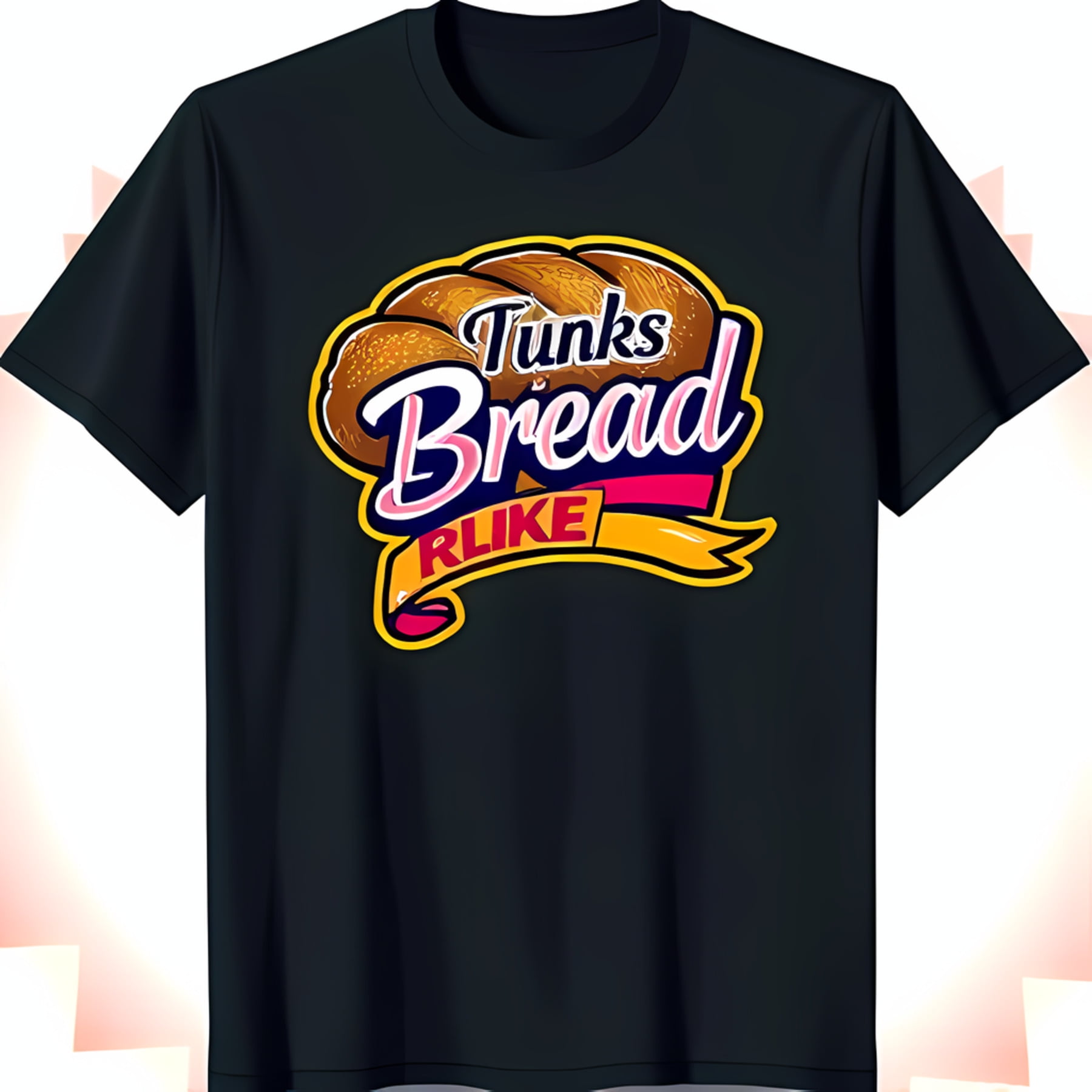 Colorful Loaf of Bread Illustration Black T-Shirt with 'Tunks Bread ...