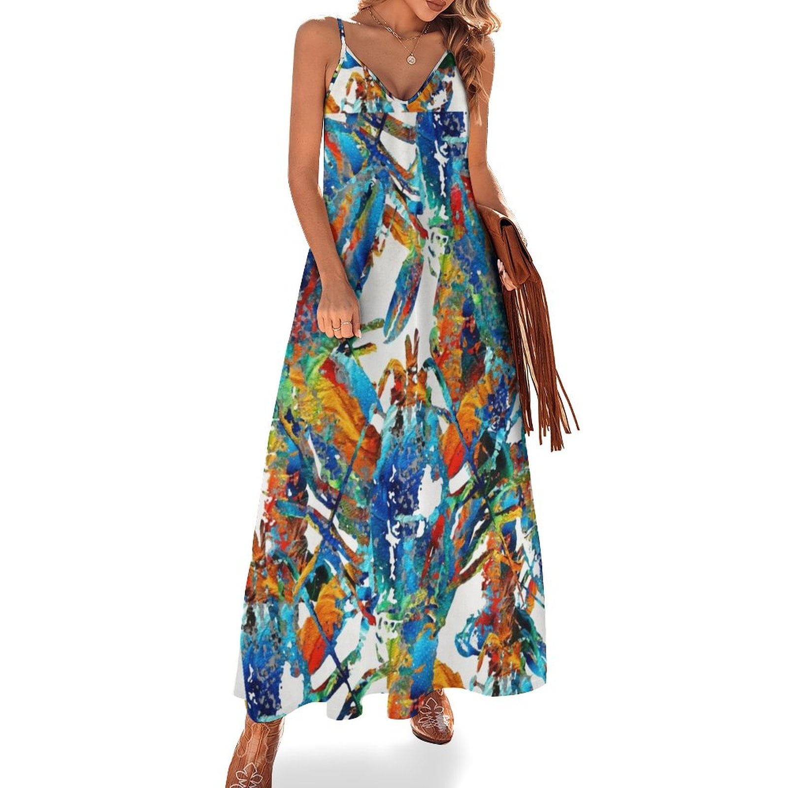 Colorful Lobster Collage Art - Sharon Cummings Sleeveless Dress dresses ...