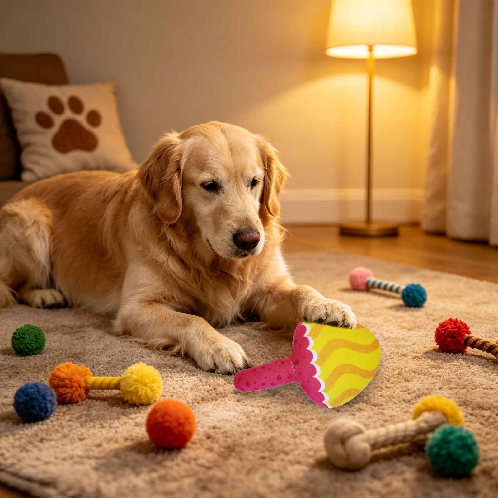 Colorful Lollipop Squeaky Pet Toy Soft Fabric Interactive Chew Play Toy ...