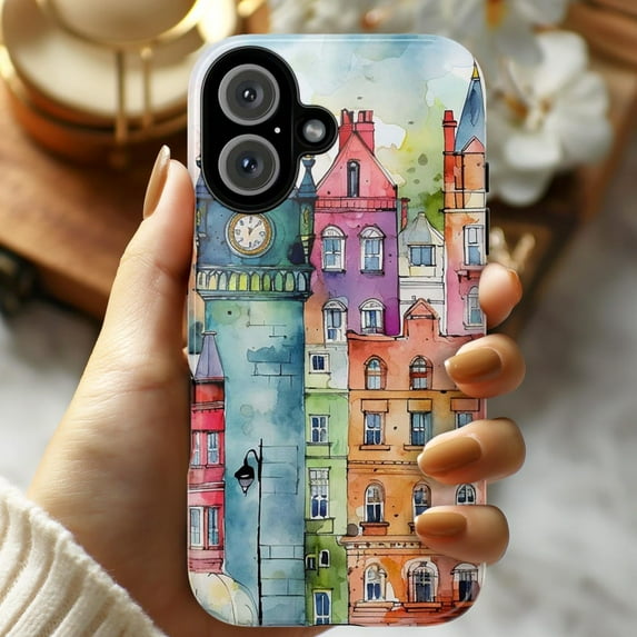 Colorful London English City Building Phone Case with iPhone 17 to 11 ...