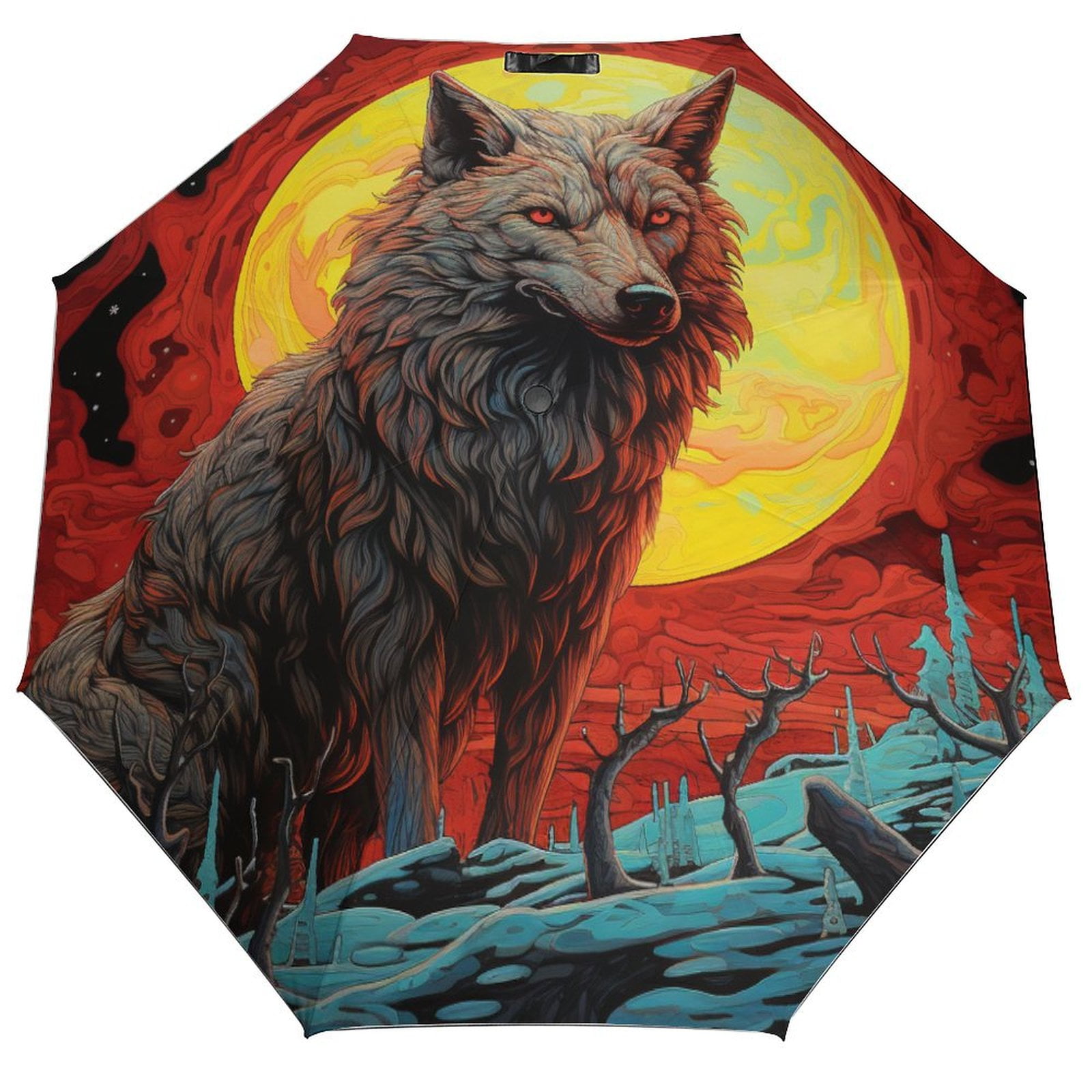 Colorful Lone Wolf Automatic Sunny Umbrella, Sun Protection Shade, Three-fold Umbrella, Folding ...