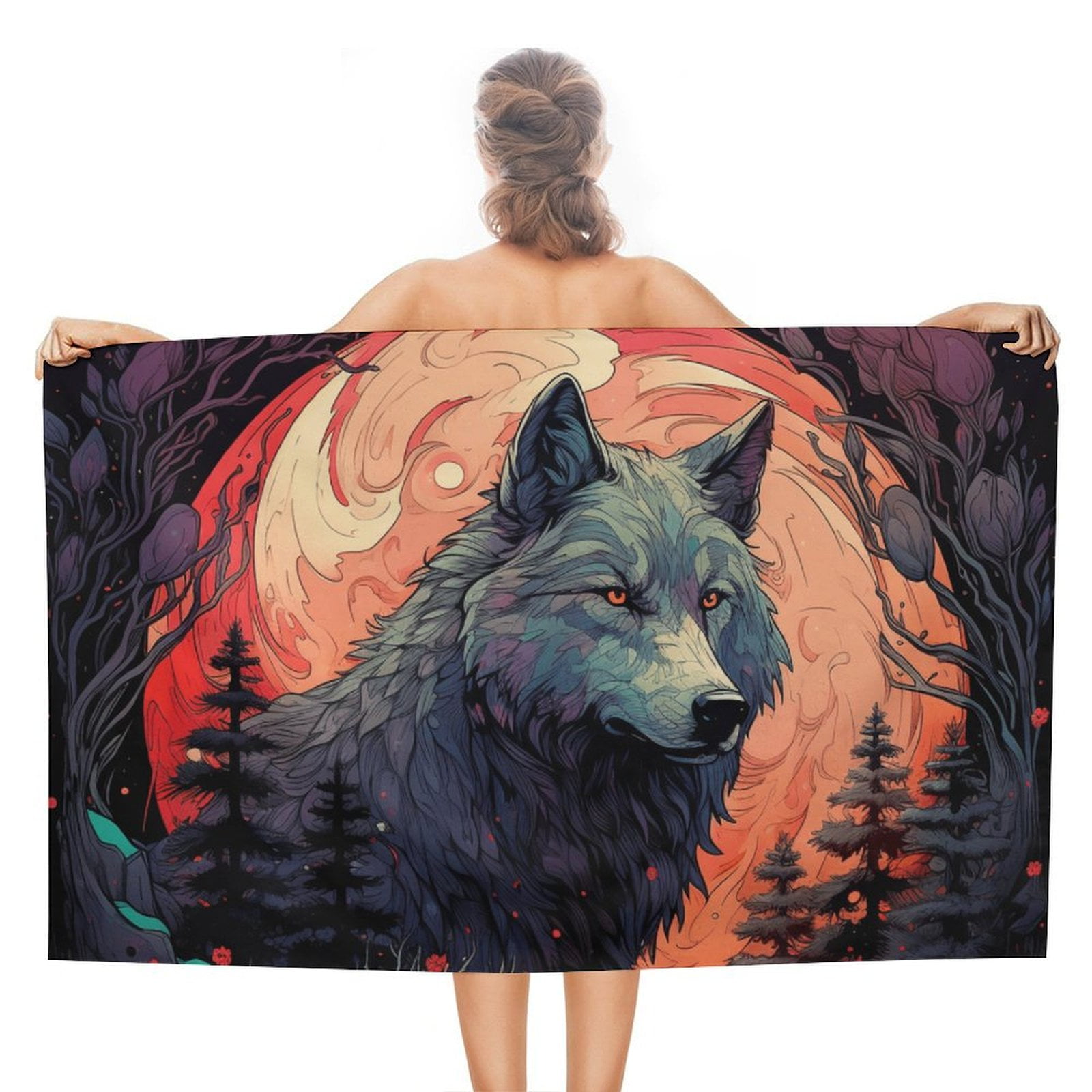 Colorful Lone Wolf Beach Towel – with A Unique Design, Extra Large,XL ...
