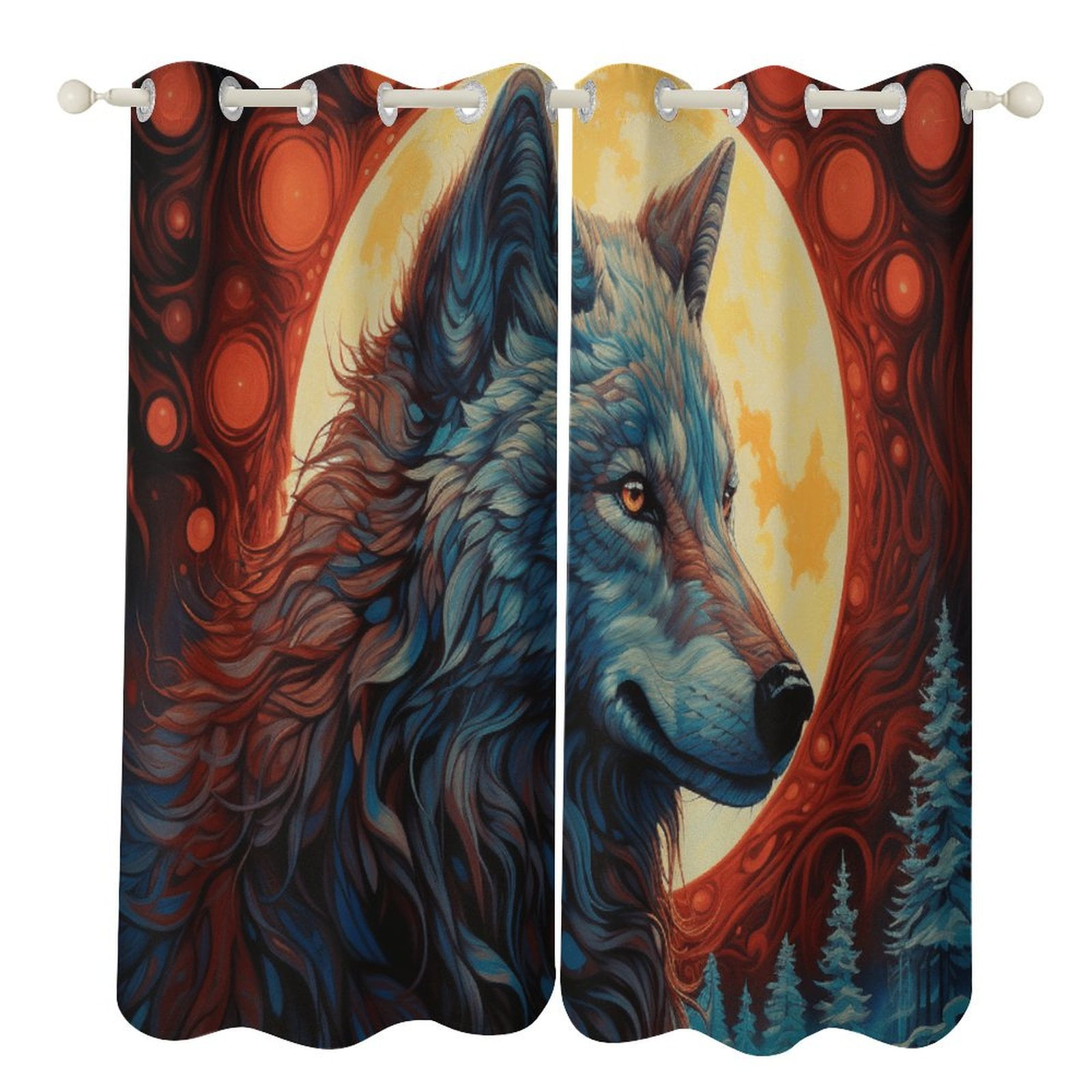 Colorful Lone Wolf Modern Window for Living Room Curtains for Child ...