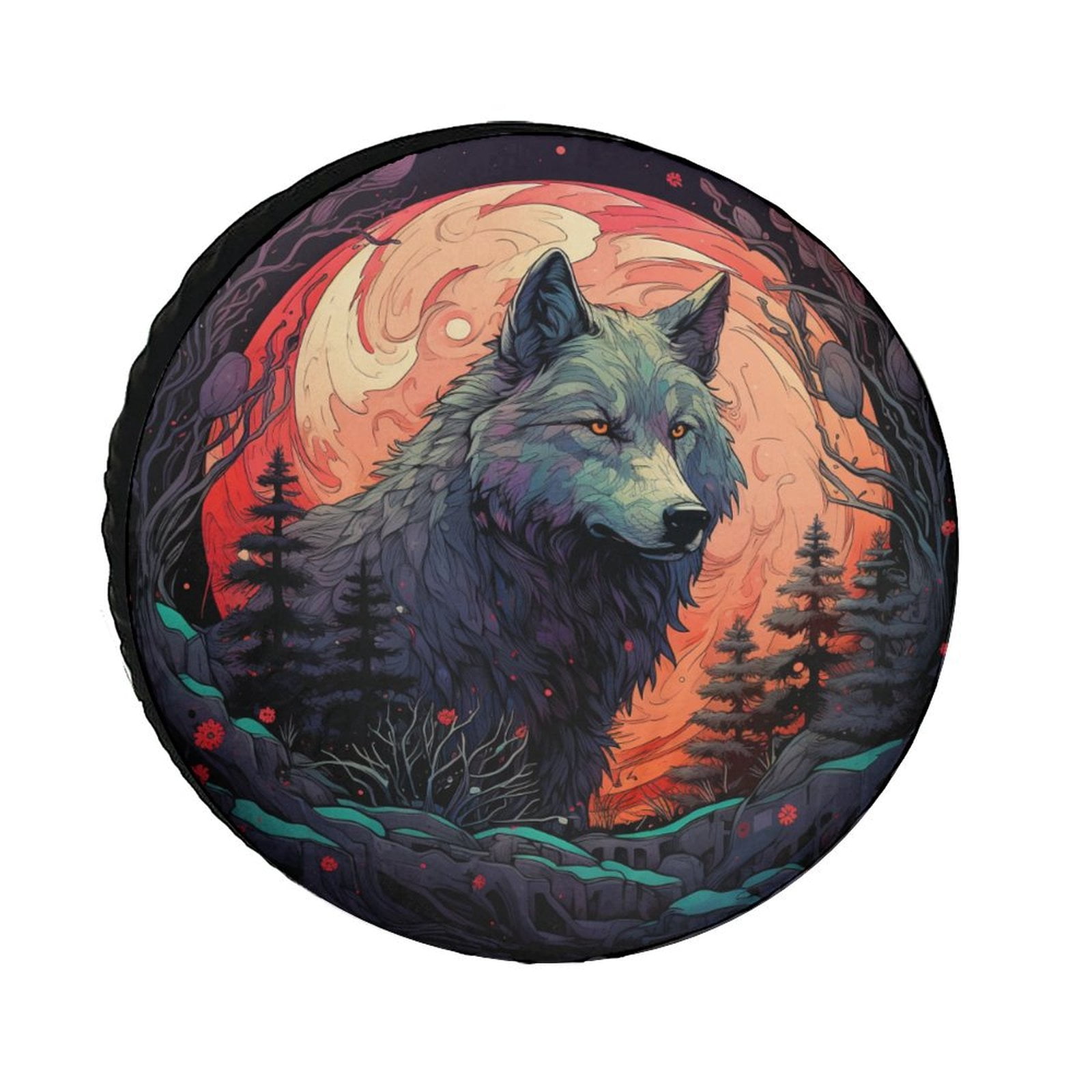 Colorful Lone Wolf Spare Tire Cover, Weather Resistant Vinyl Wheel ...