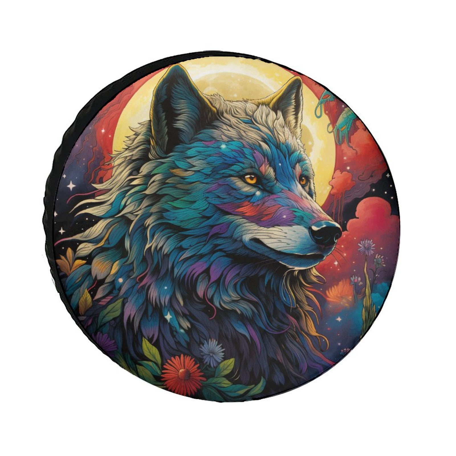 Colorful Lone Wolf Spare Tire Cover, Weather Resistant Wheel Protector ...