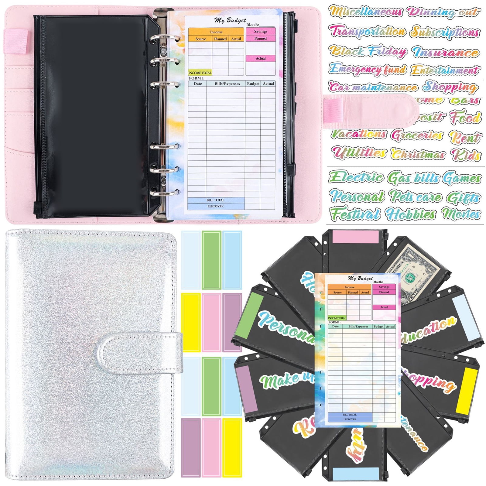 Colorful Loose-Leaf Budget Planner A6 Budget Binder Bookkeeping ...