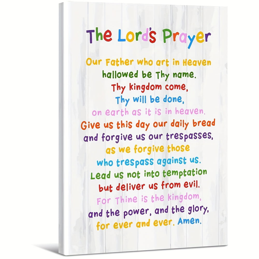 Colorful Lord'S Prayer Poster Large Wooden Framed Wall Art Home Decor ...