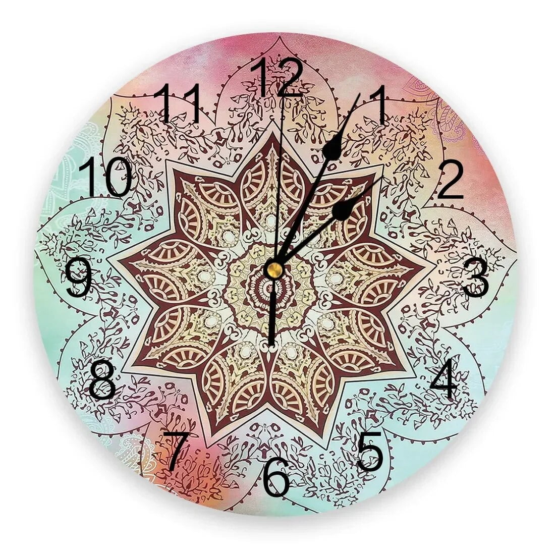 Colorful Lotus Flower Silent Wall Clock Kitchen Living Room Bathroom ...