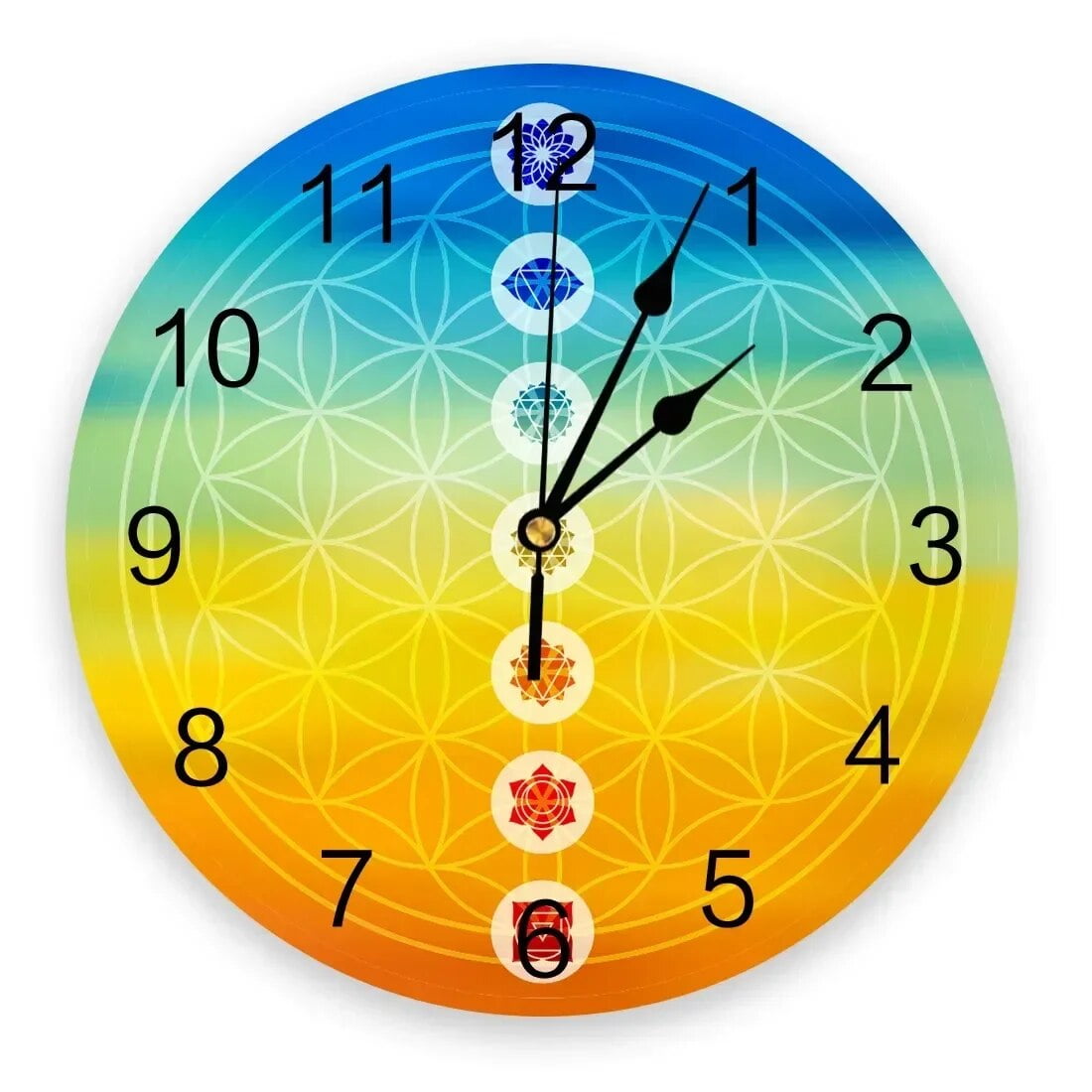 Colorful Lotus Flower Silent Wall Clock Kitchen Living Room Bathroom ...