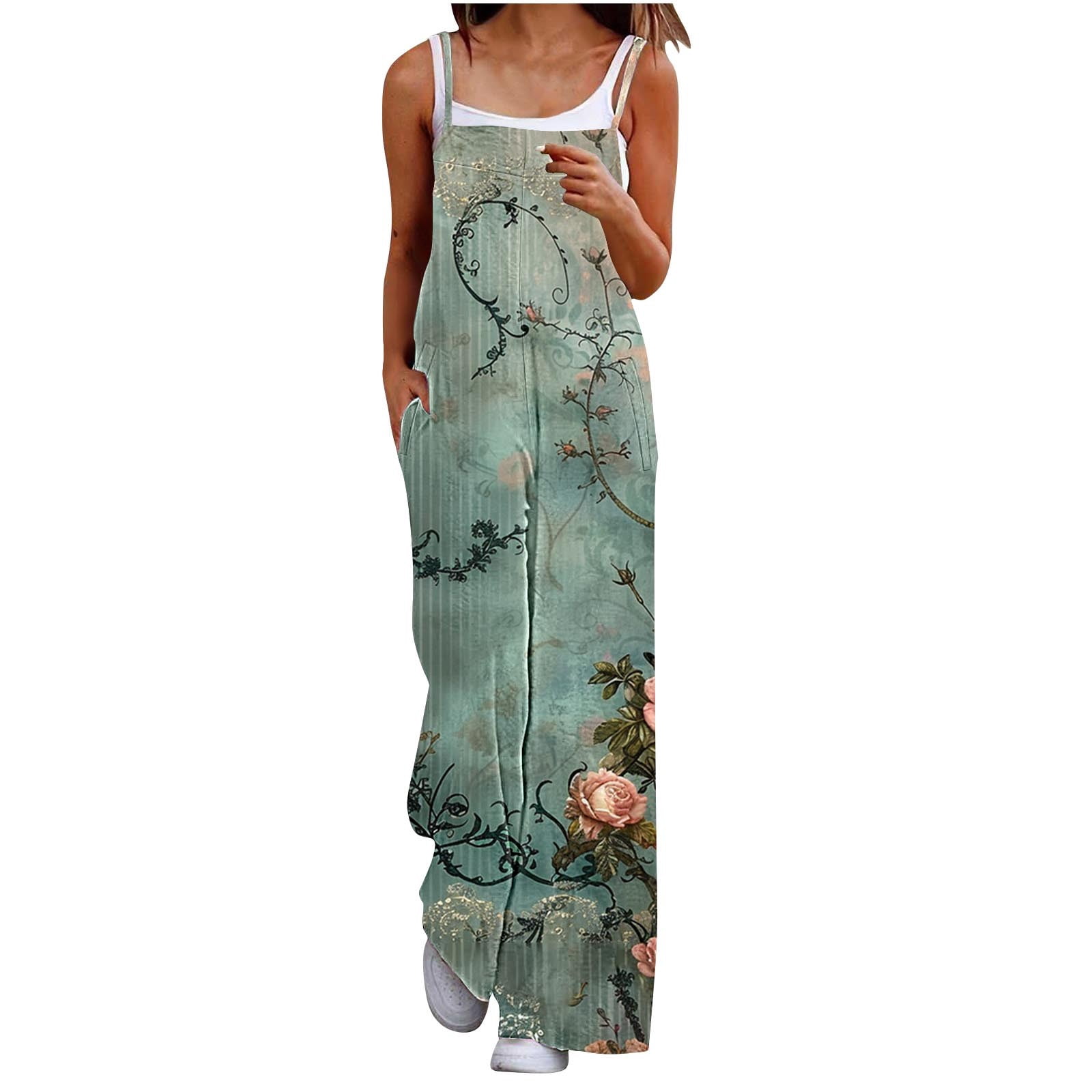 Colorful Lounge Overalls for Women Fall Summer Floral Graphic Loose Fit ...
