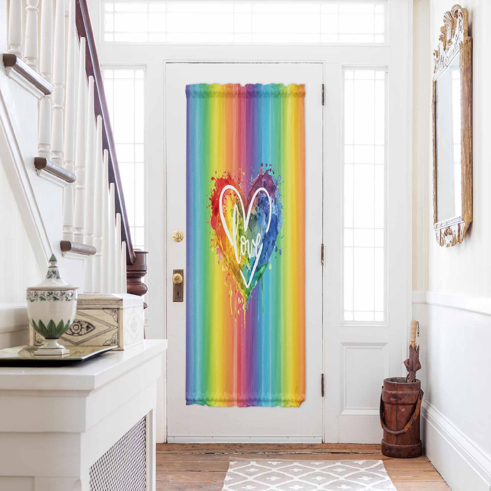 Colorful Love Heart Door Curtains for Door Window, French Sidelight ...