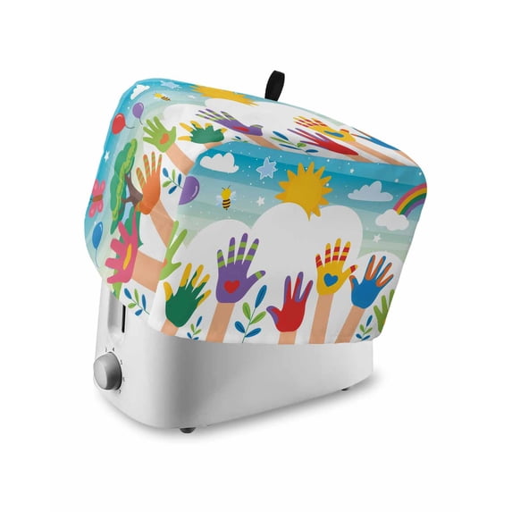 Colorful Love Heart Hand Toaster Cover 4 Slice, Large Kitchen Appliance ...