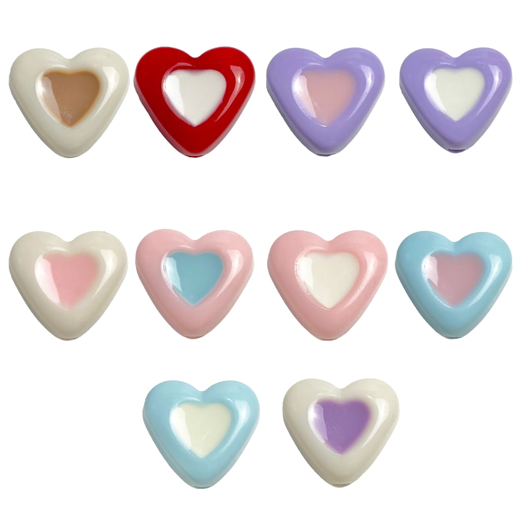 Colorful Love-Heart Loose Spacer Beads Charms Heart Loose Bead for DIY ...