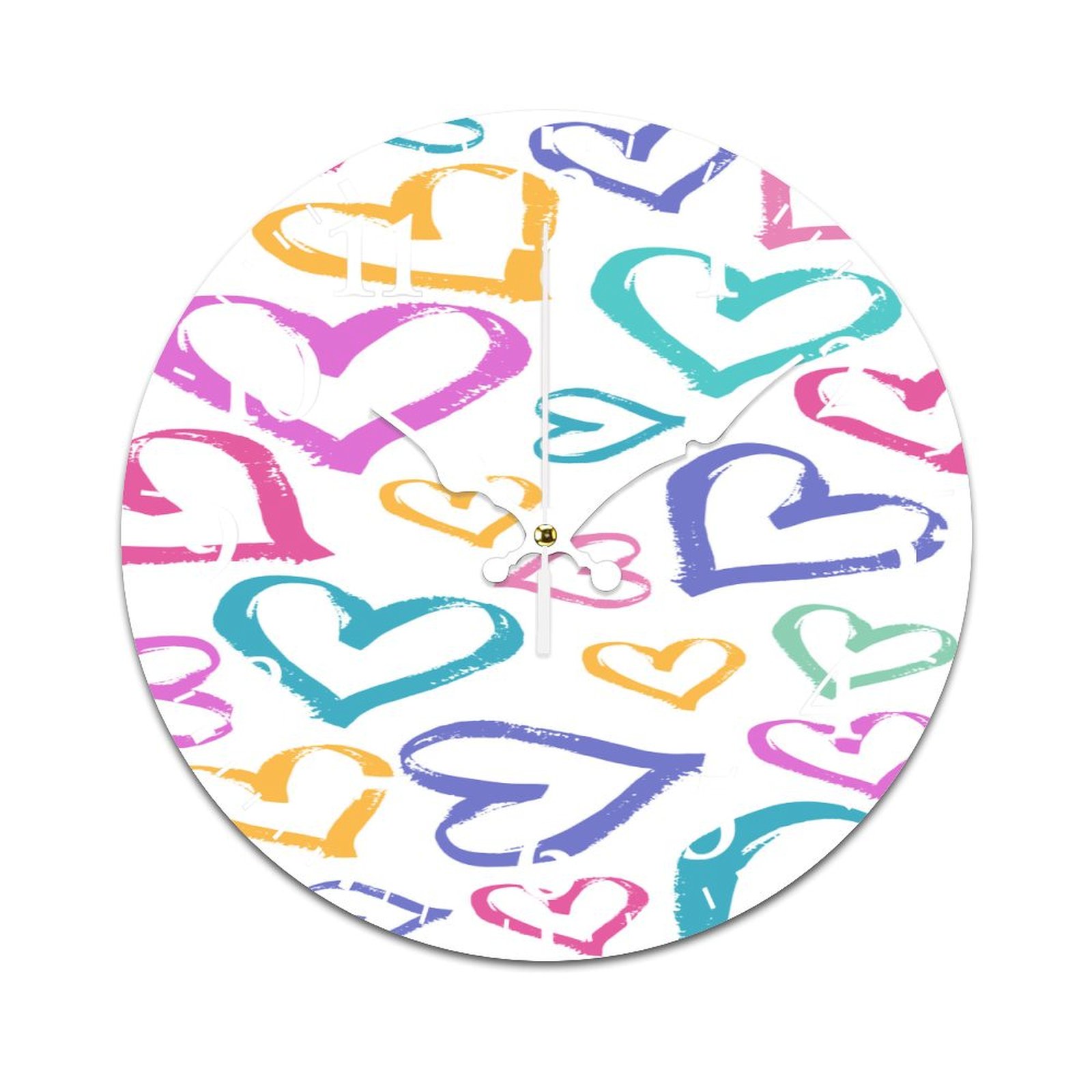 Colorful Love Heart Pattern Wall Clock Modern Design Clocks Wall ...
