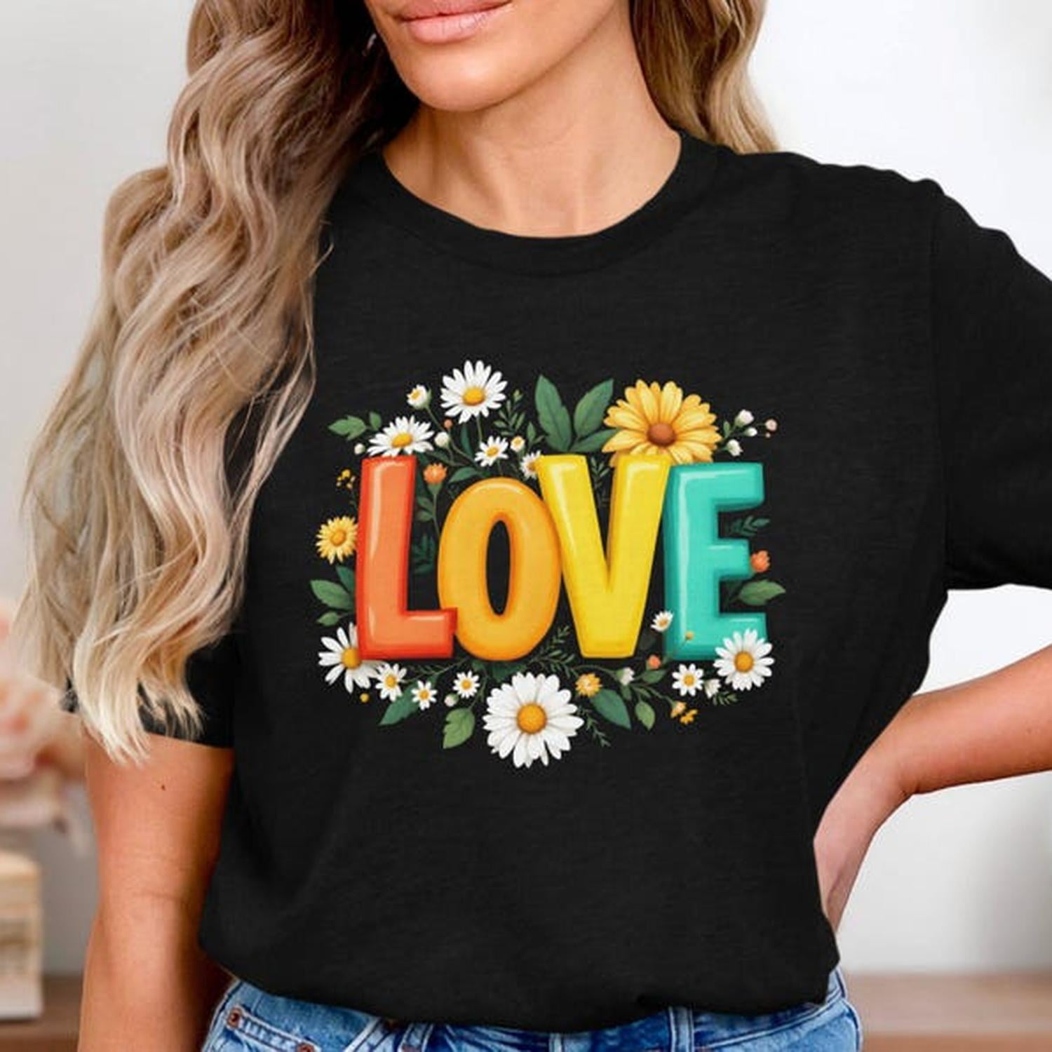 Colorful Love T-S1Hirt Design, Daisy Flower Graphic T1EE, Vibrant Love ...