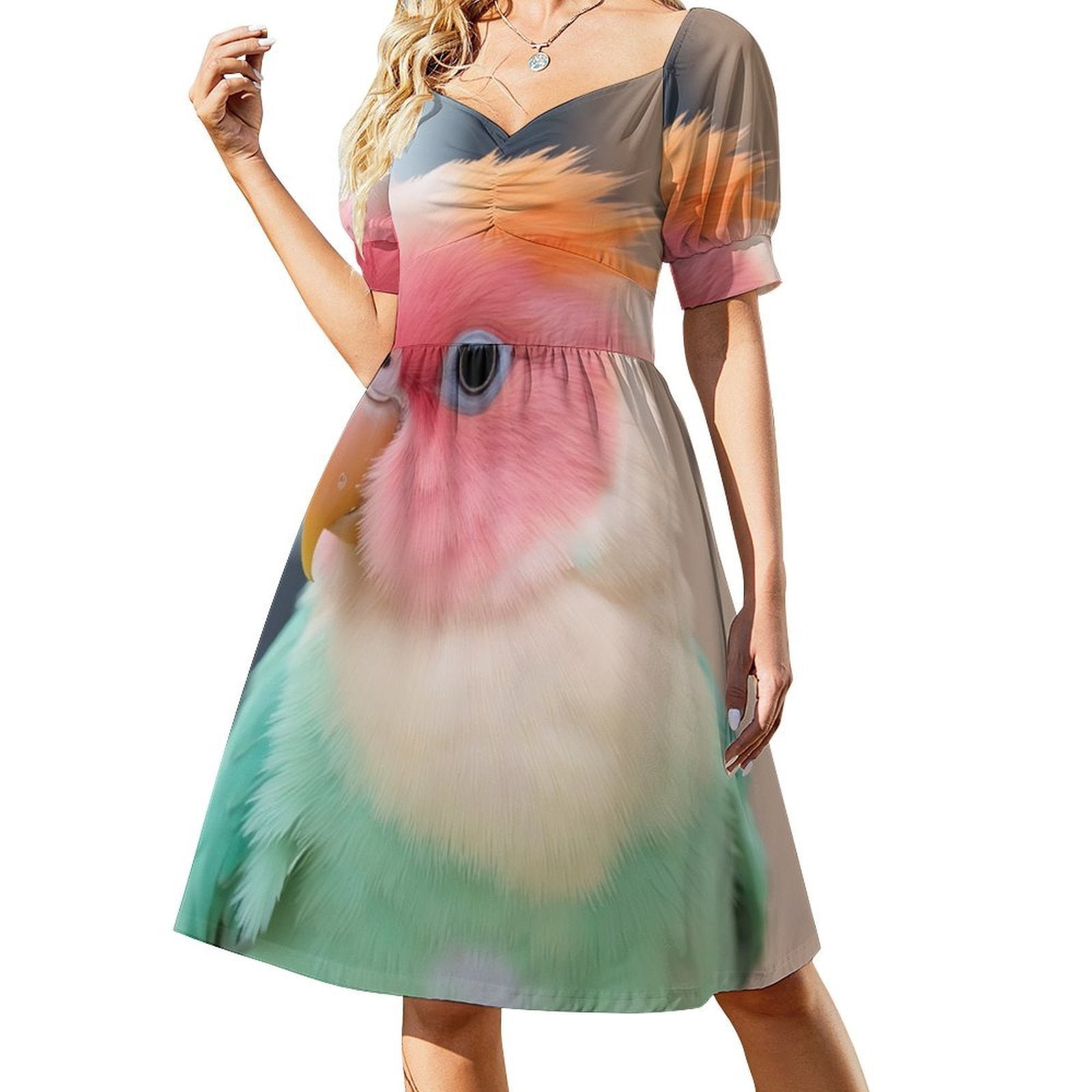 Colorful Lovebird Portrait Summer Women's Dress 2025 Elegant Dresses ...