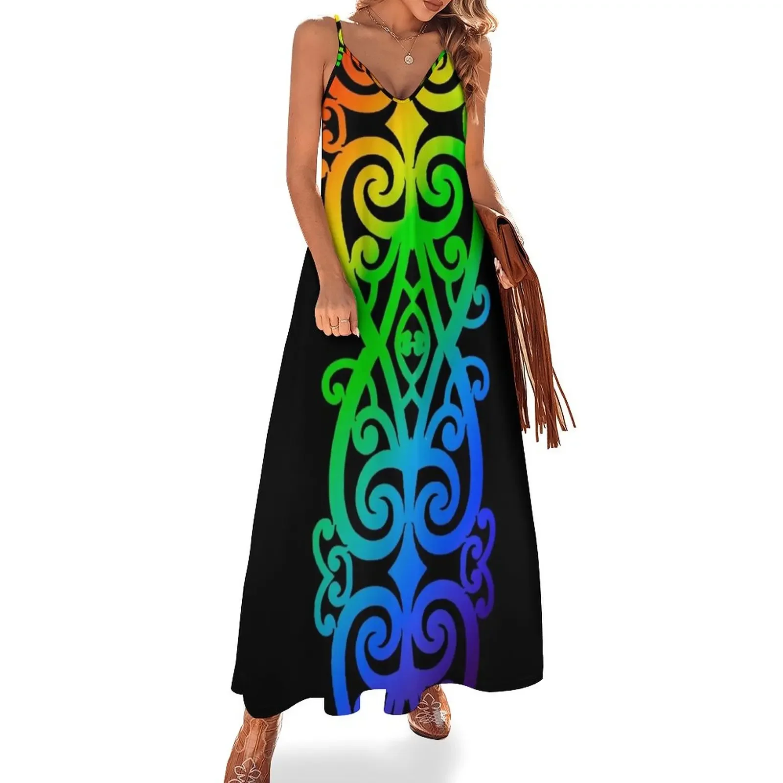 Colorful Māori Koru - Denotes "New Beginnings" Sleeveless Dress loose ...