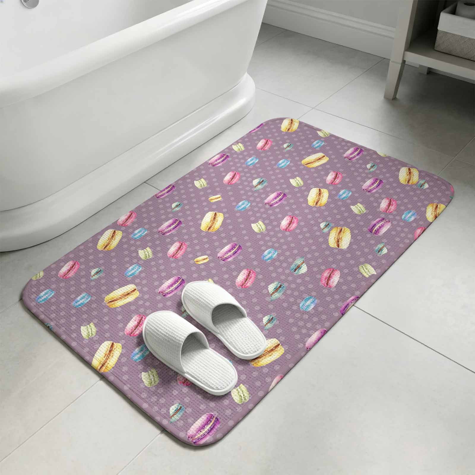 Colorful Macarons Bathroom Rugs Non Slip Washable Bath Mat Absorbent ...