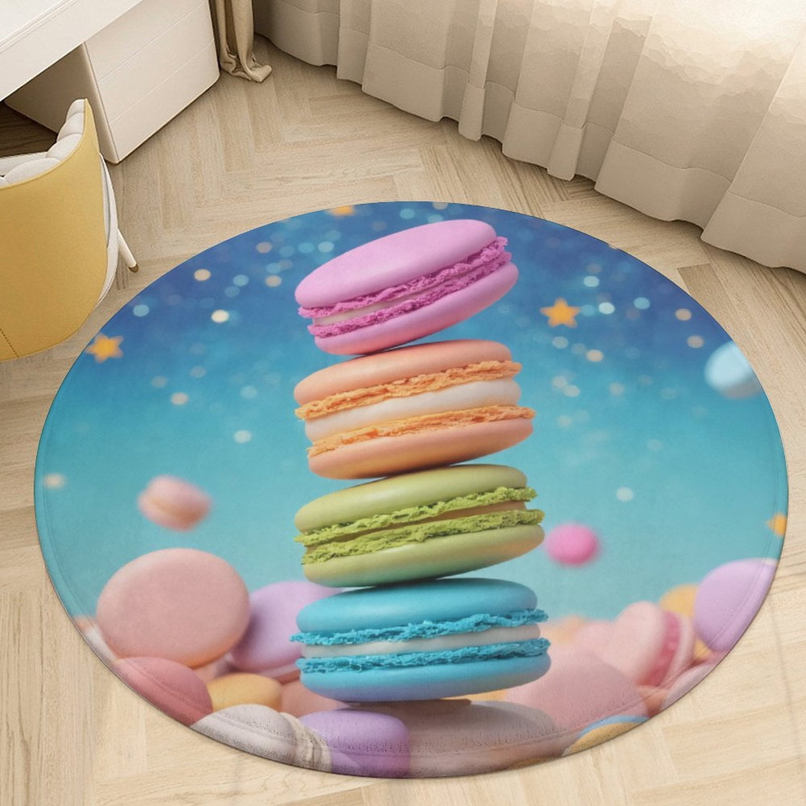 Colorful Macarons Stack Round Area Rugs For Bedroom Living Room 3ft