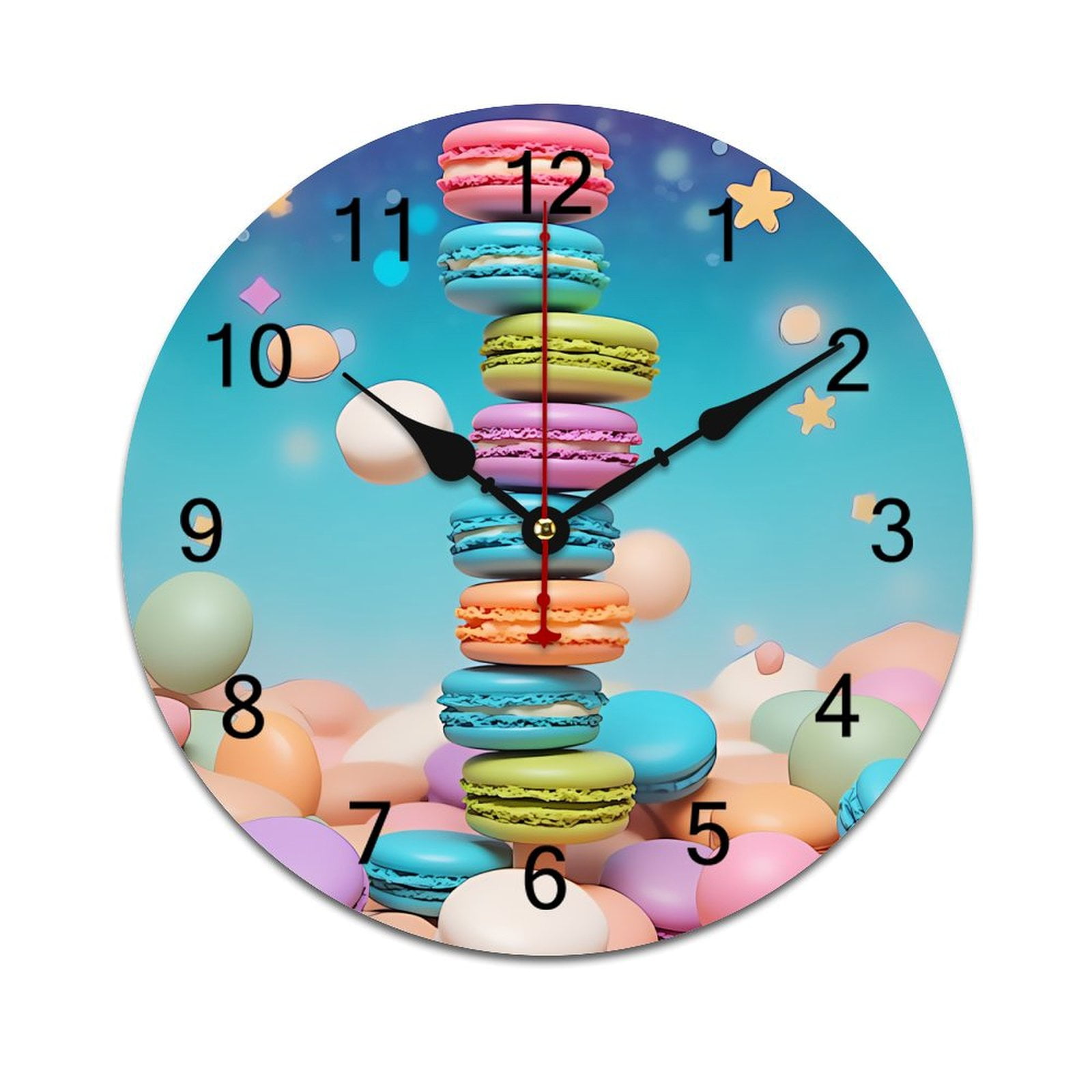Colorful Macarons Word Saying Big Wall Clock Home Decor Art Watch ...