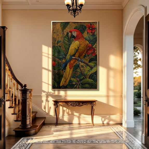 Colorful Macaw Poster: Tropical Jungle Bird Wall Art, Stretched Canvas ...