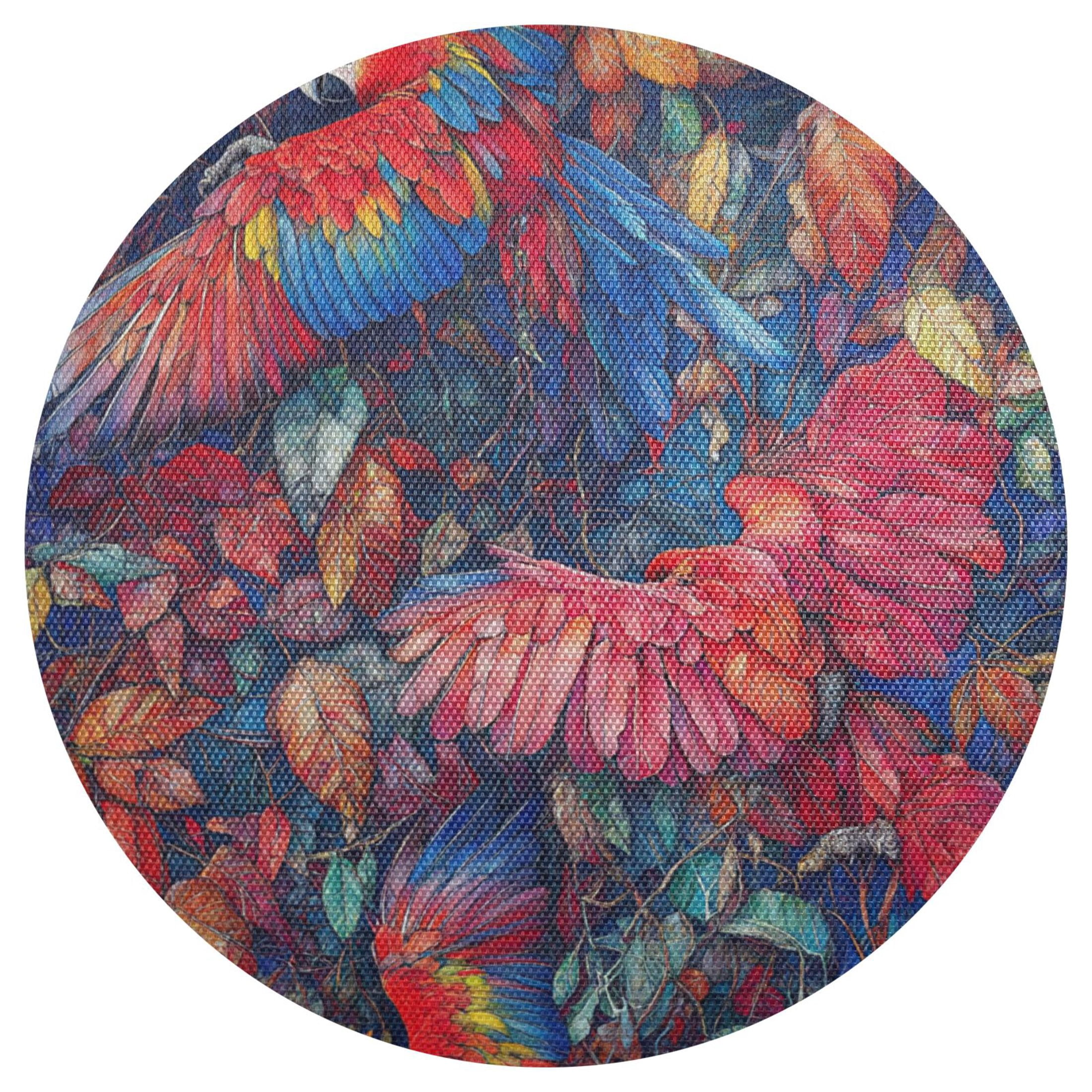 Colorful Macaws in Foliage 4-Piece 15.4in Heat-Proof PVC Plate Mats ...