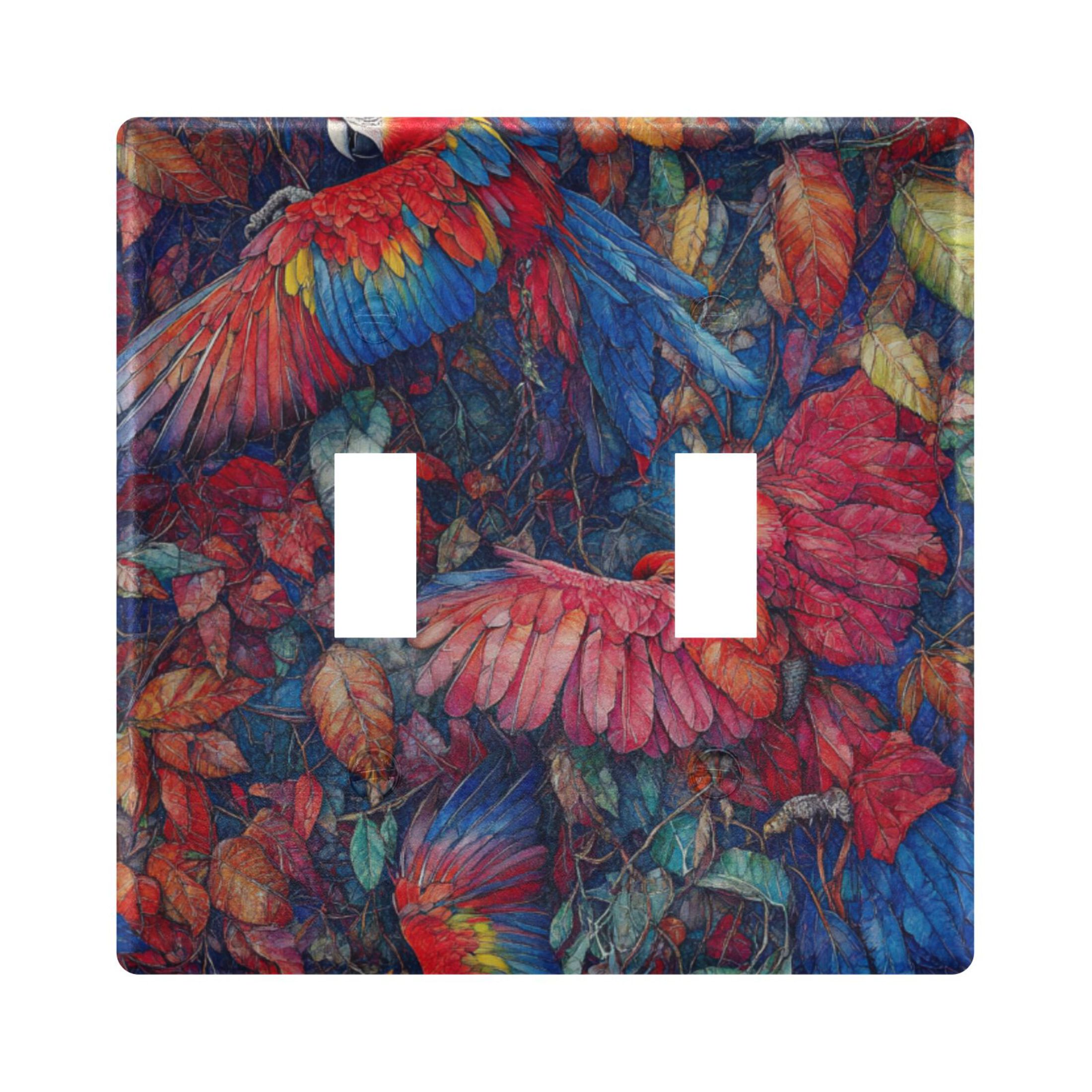 Colorful Macaws in Foliage Fireproof Switch Plate with Rounded Edges 3 ...