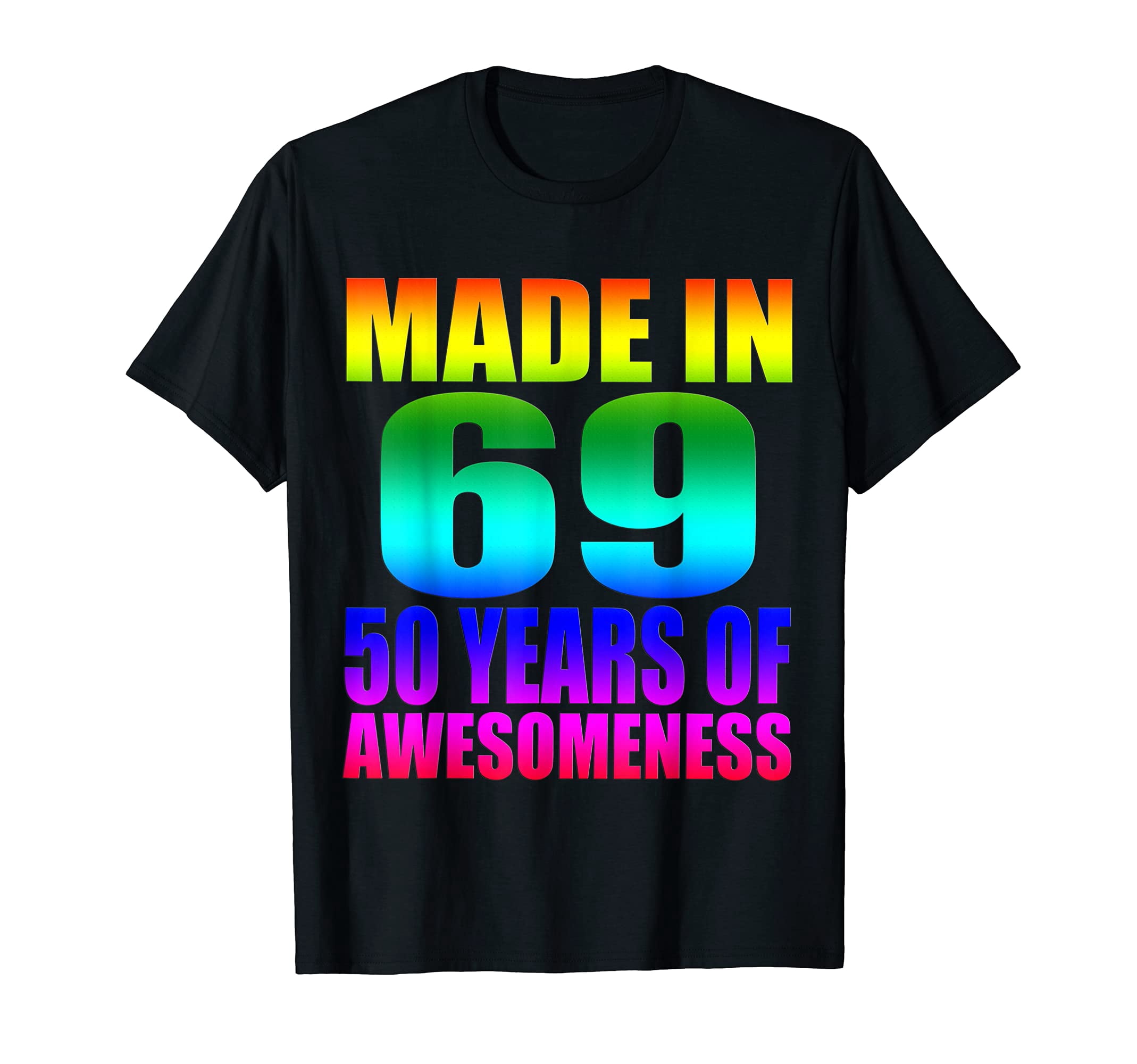 Colorful Made in 69 50 Years of Awesomeness Watercolor T-Shirt for ...