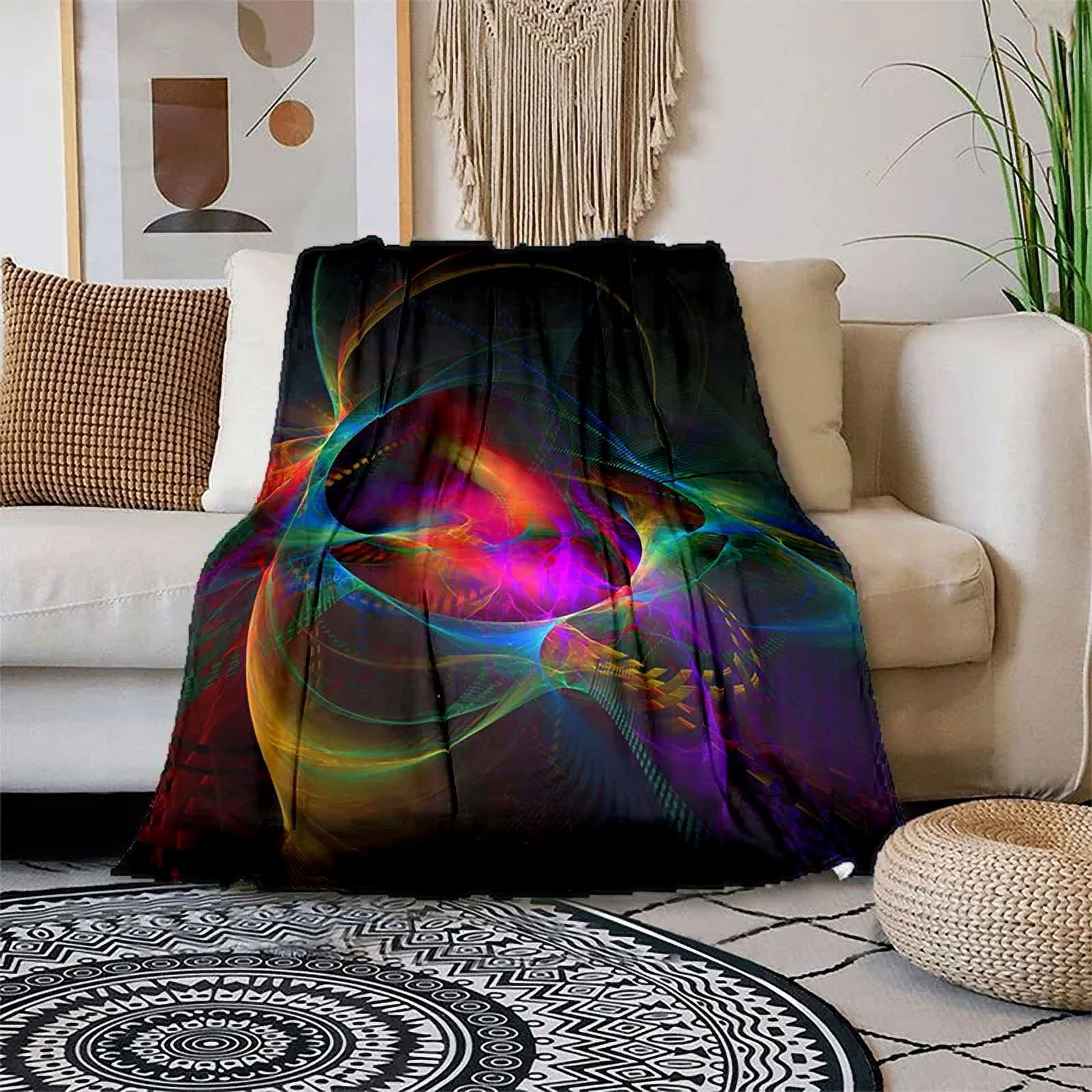 Colorful Magical Fantasy Abstract Art Print Purple Moon Blanket Flannel ...