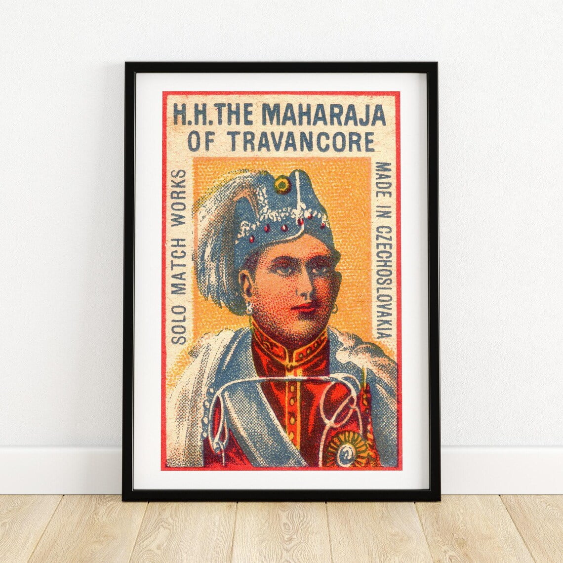 Colorful Maharaja Matchbox Print Vintage Czech Collectible Art Solo ...