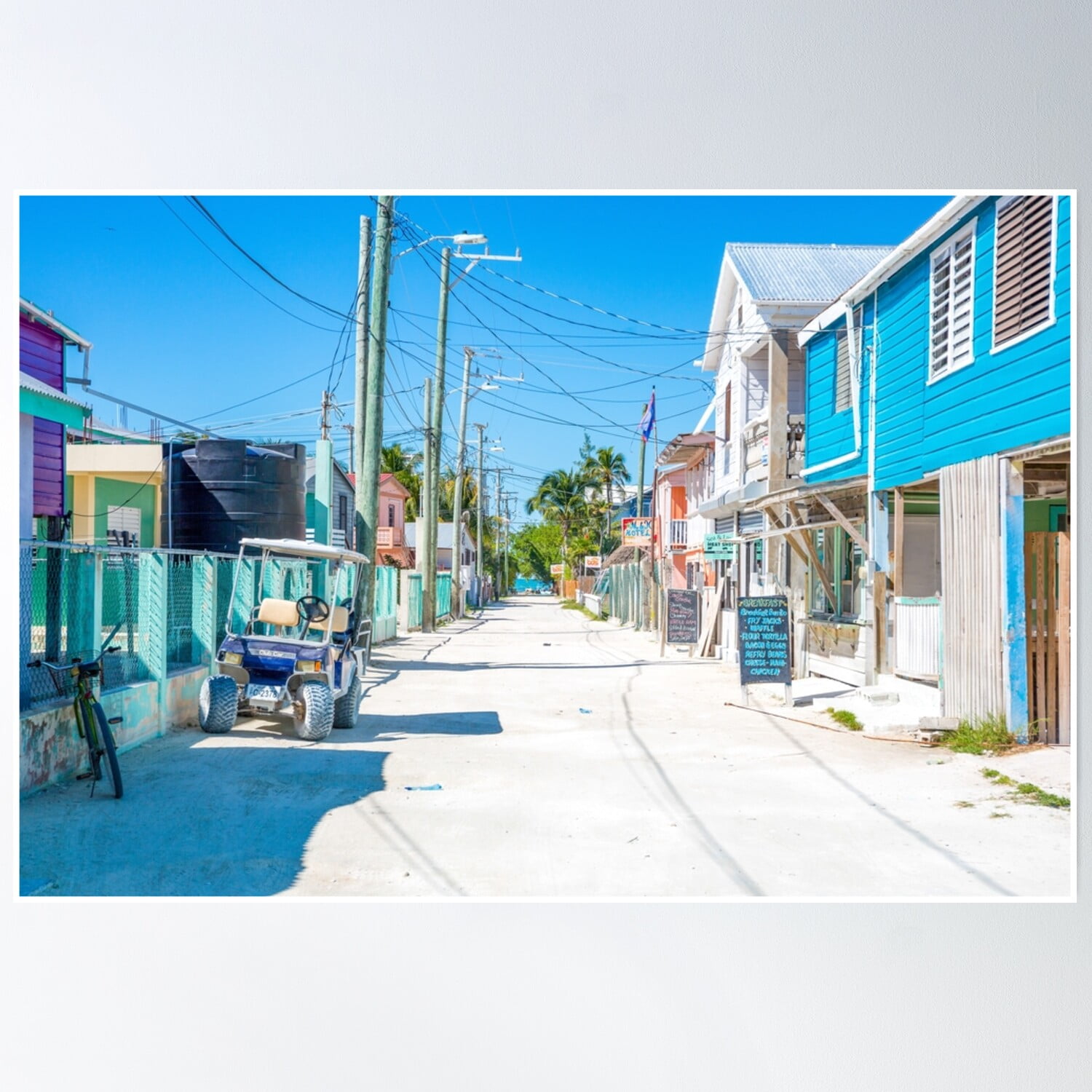 Colorful Main Street On Caye Caulker In Belize Poster Wall Art, Modern ...