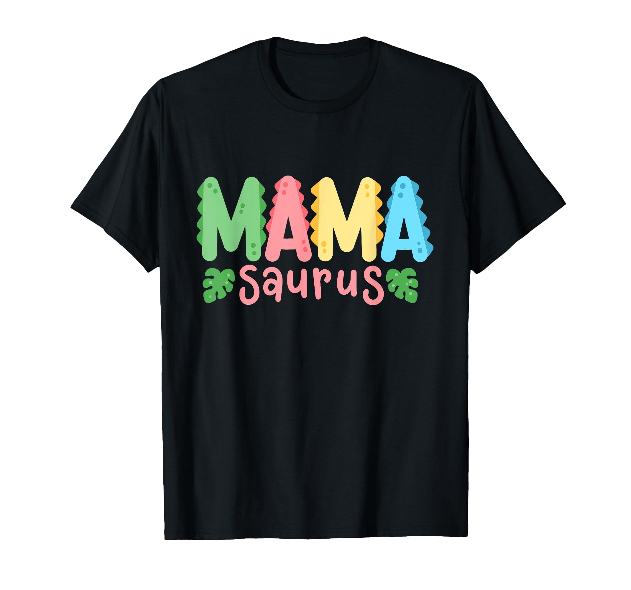 Colorful Mama Saurus Dinosaur Graphic T-Shirt for Fun Family Birthday ...