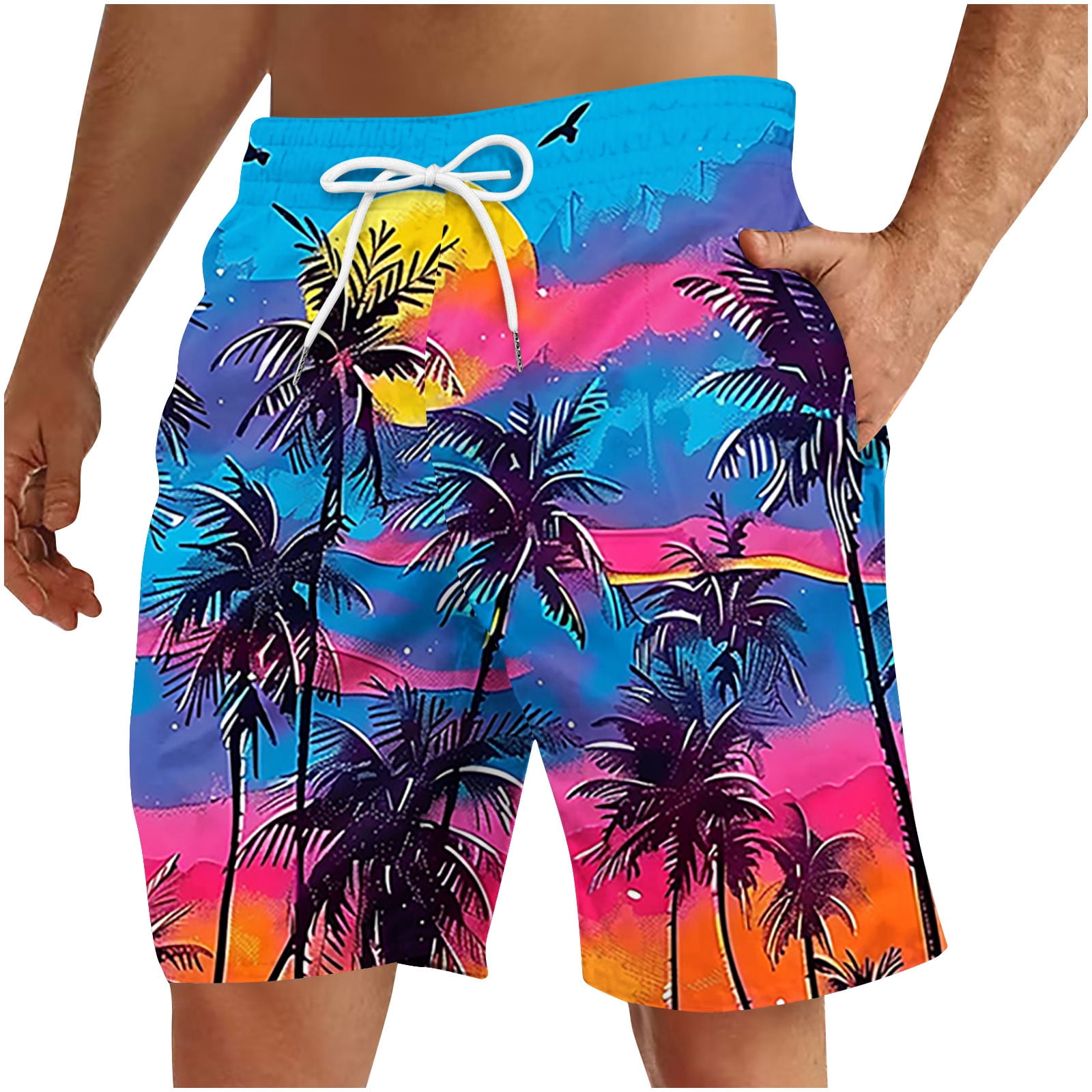 Colorful Man Beach Lounge Pants Shorts for Mens Spandex Graphic Loose ...