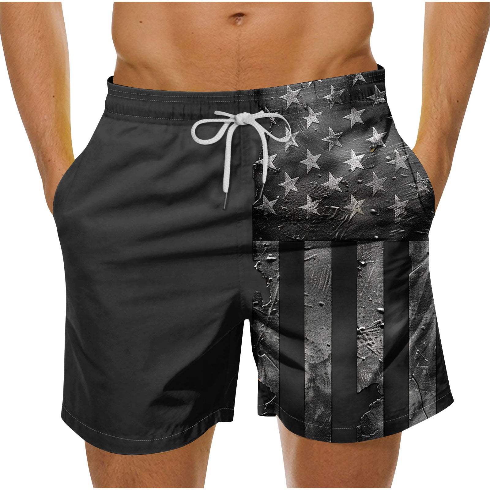 Colorful Man Independence Day Flag Graphic Loose Fit Shorts for Man Beach Casual Medieval ...