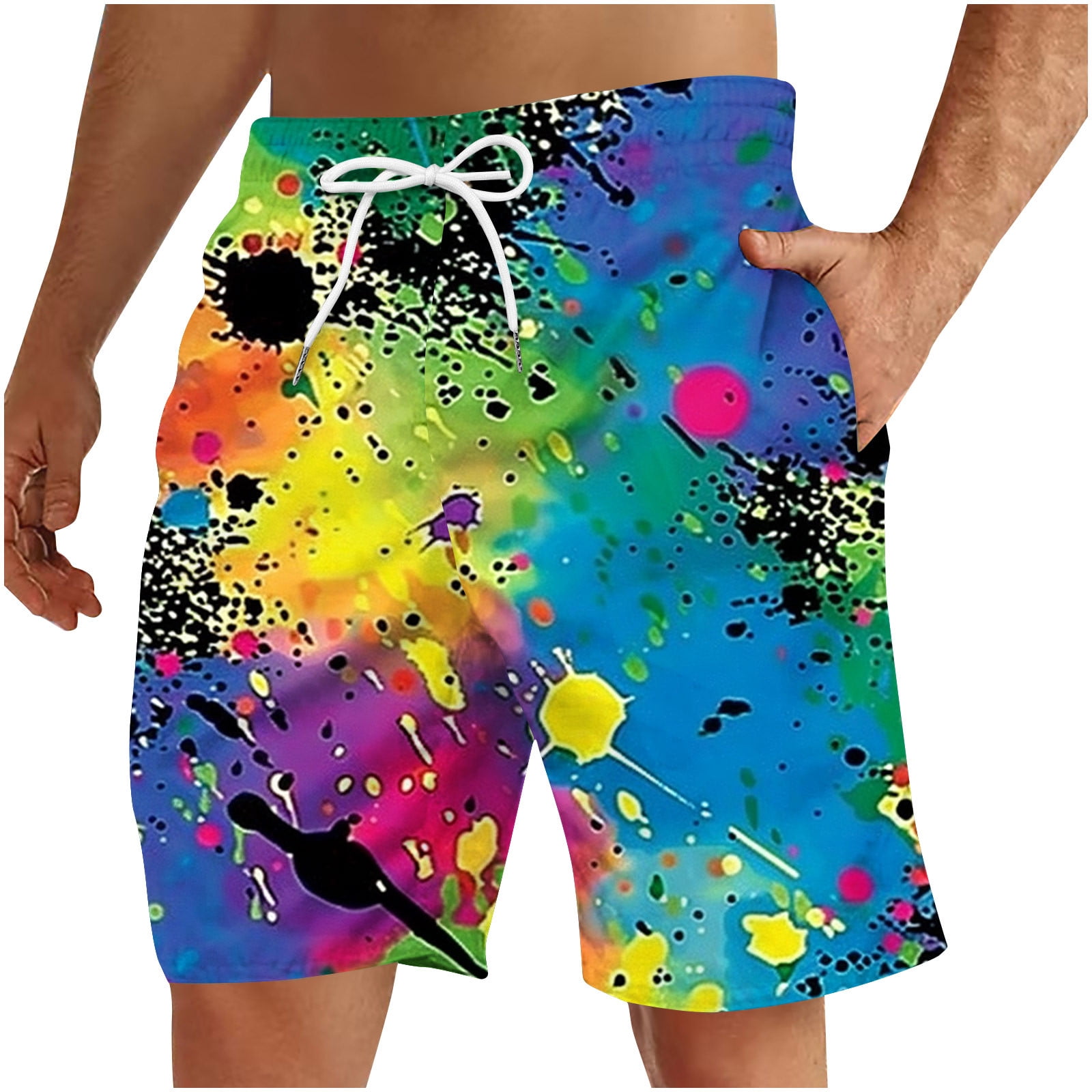 Colorful Man Print Loose Fit Pants Spandex Pants Shorts for Man Beach ...