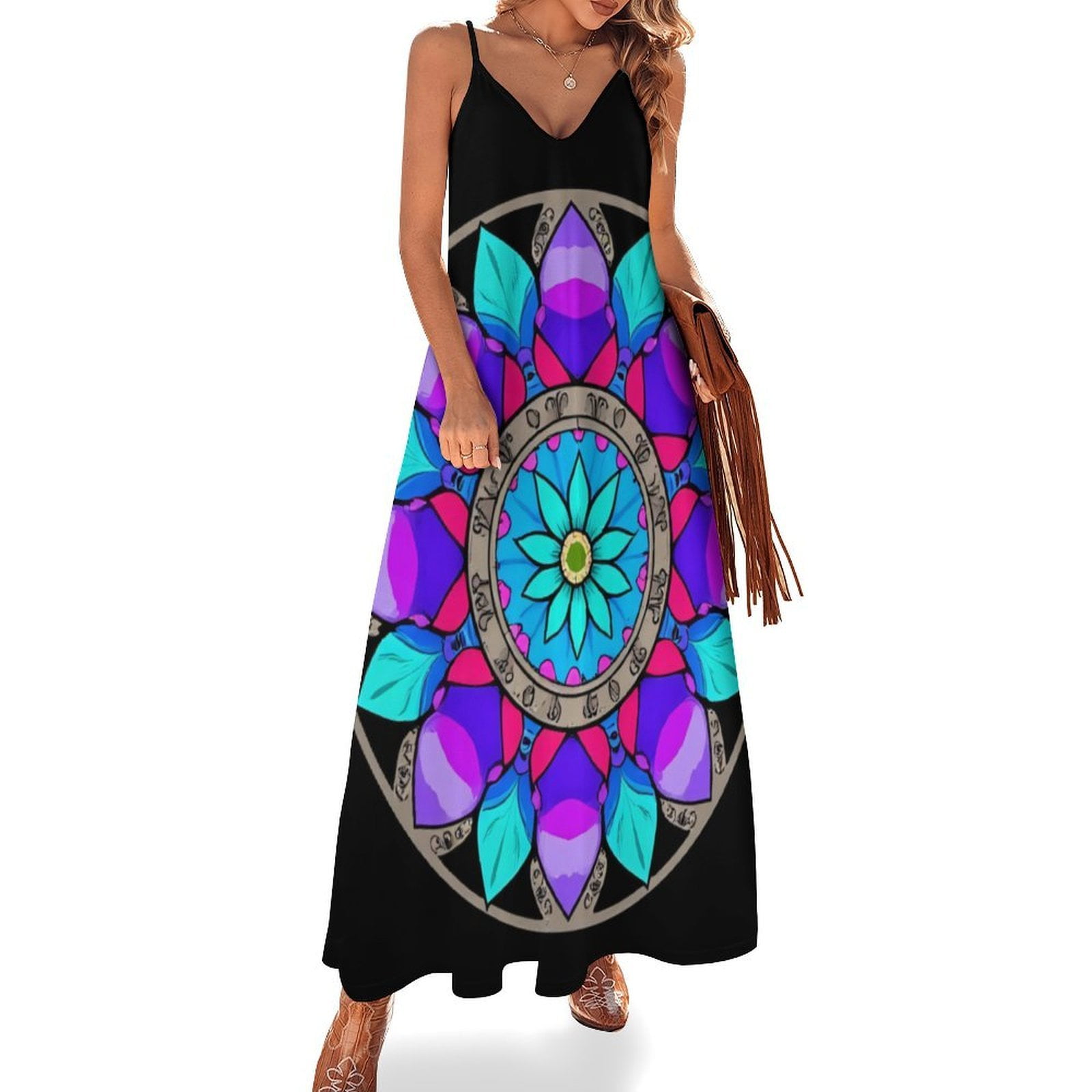 Colorful Mandala Art Design-1 Design Sleeveless Dress Woman Fashion ...
