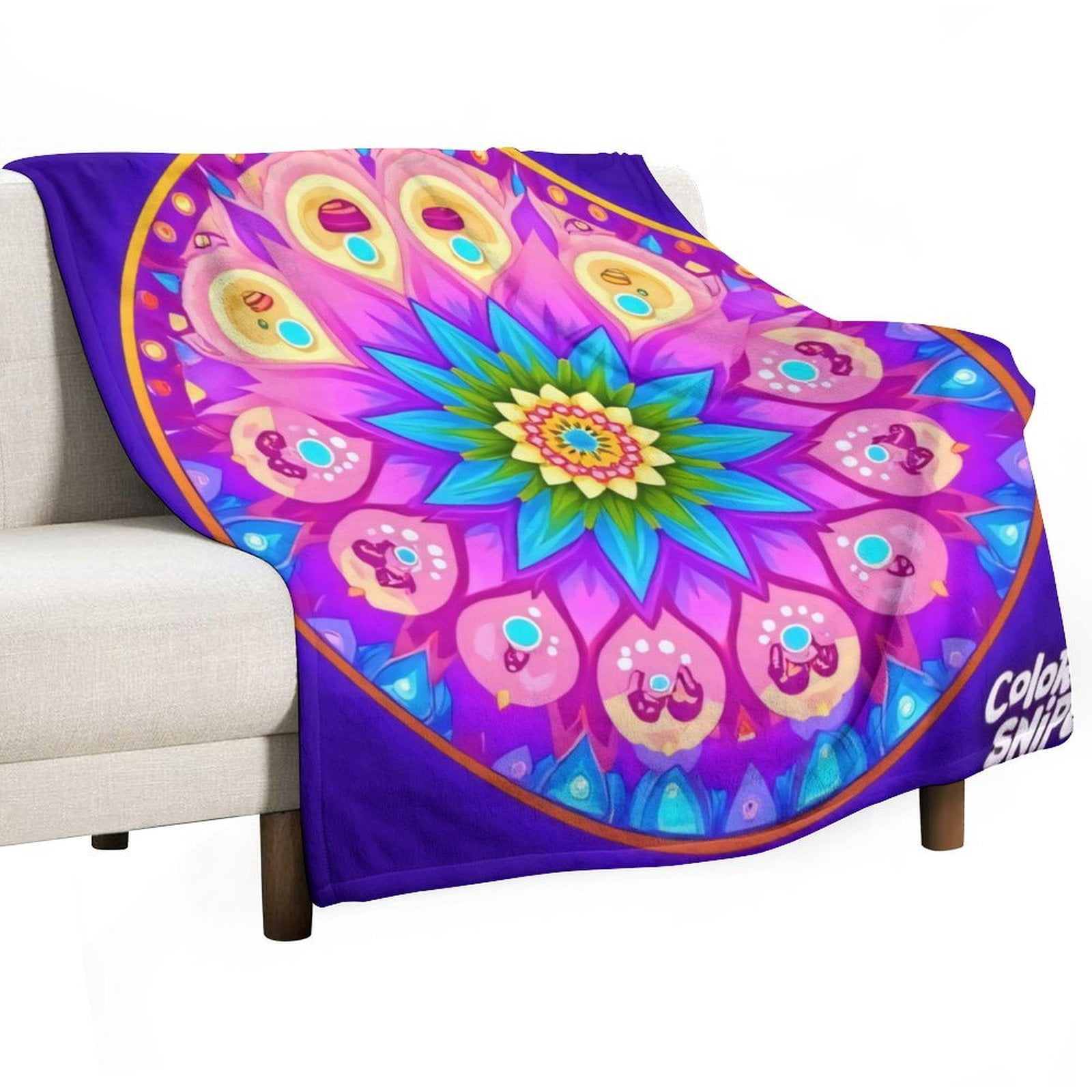Colorful Mandala Art Design Throws Blankets for Sofa Bed Winter Plush ...