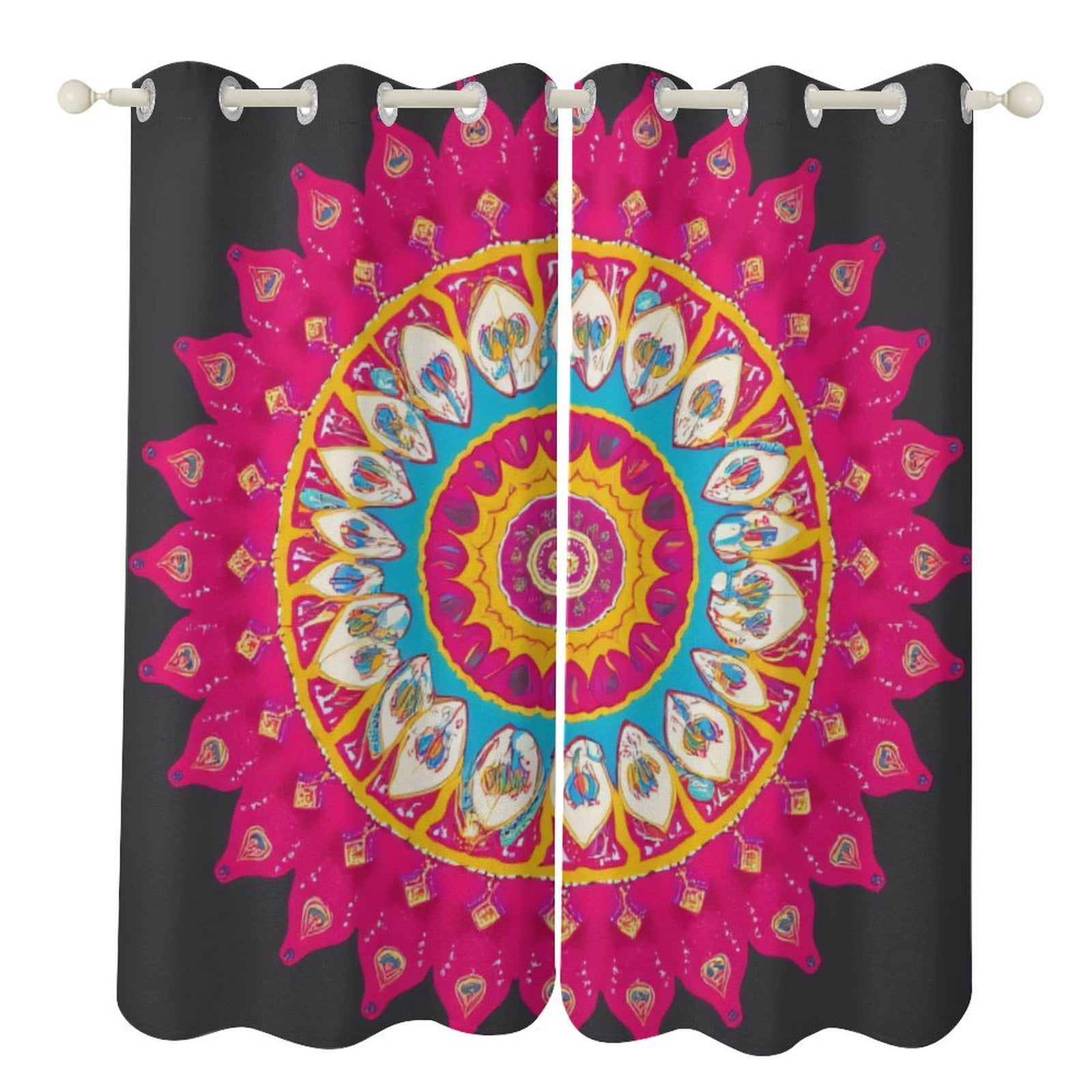 Colorful Mandala Art Print-1 Luxury Window Curtains Blinds for Living ...