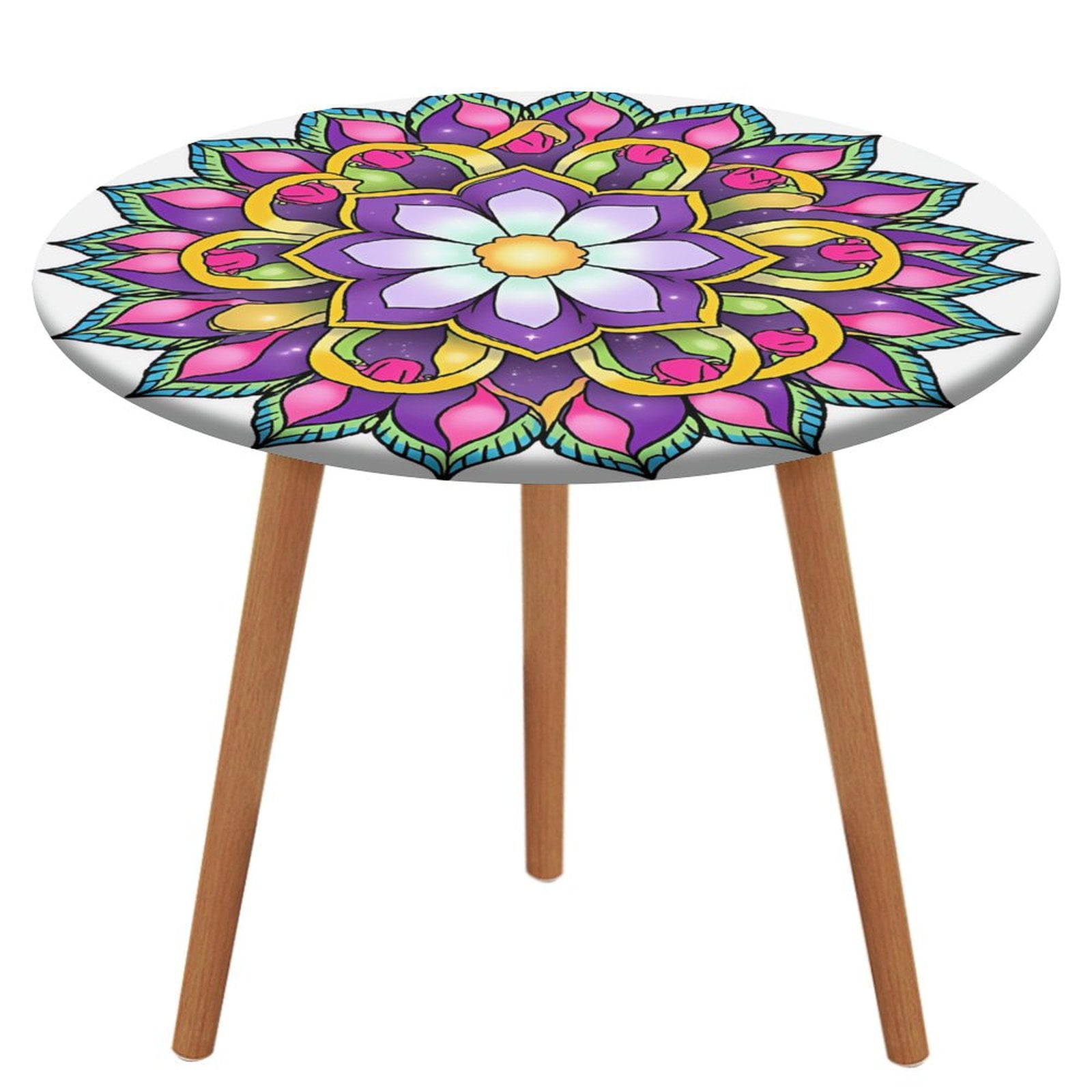 A Colorful Mandala Design Featuring A Large Flower in The Center_01 ...