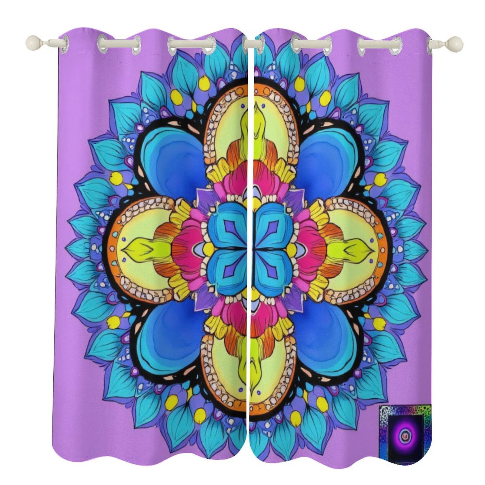Colorful Mandala Floral Art-1 Blackout Window Curtains for Bedroom ...